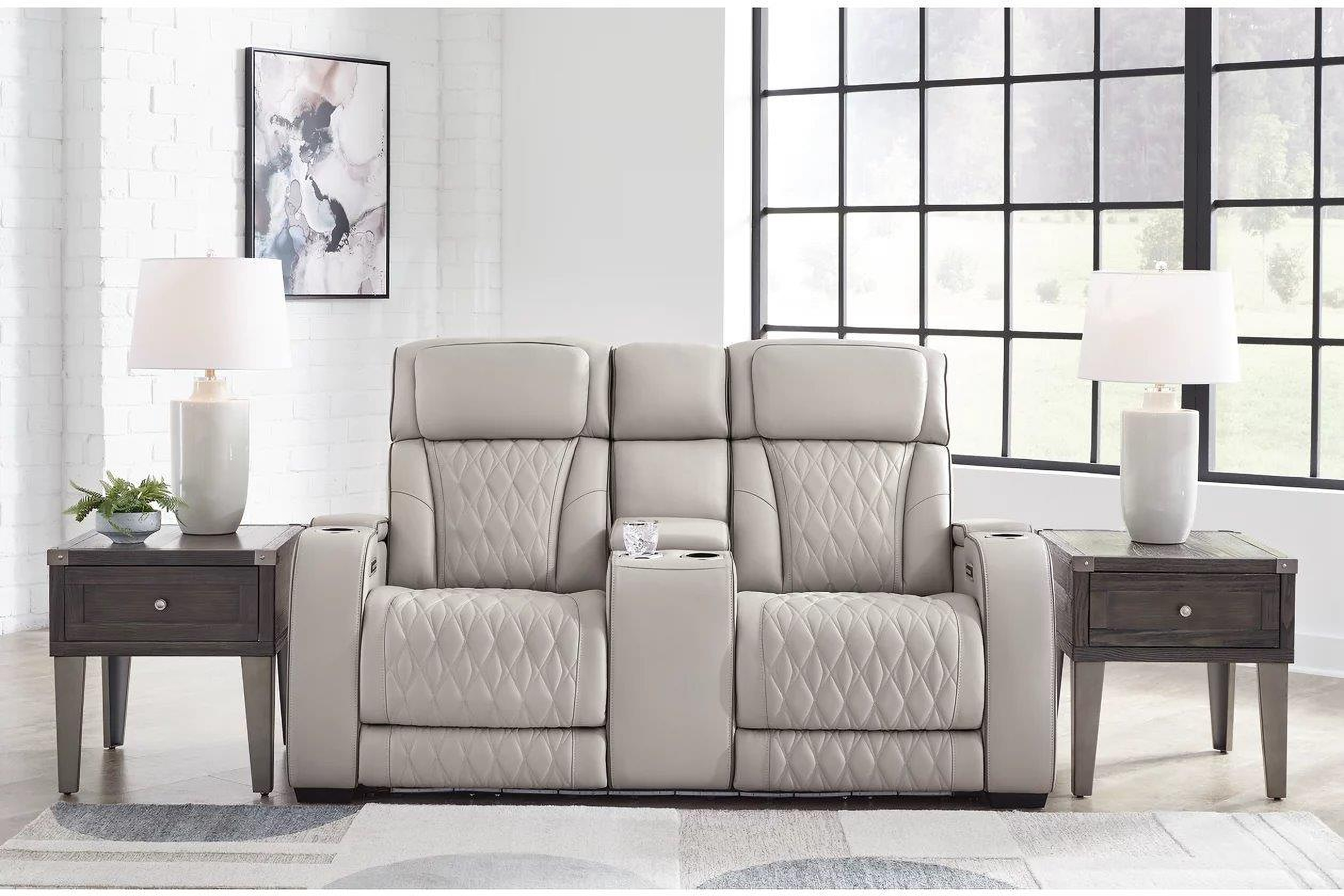 Boyington Power Reclining Loveseat with Console In Gray by Ashley ...