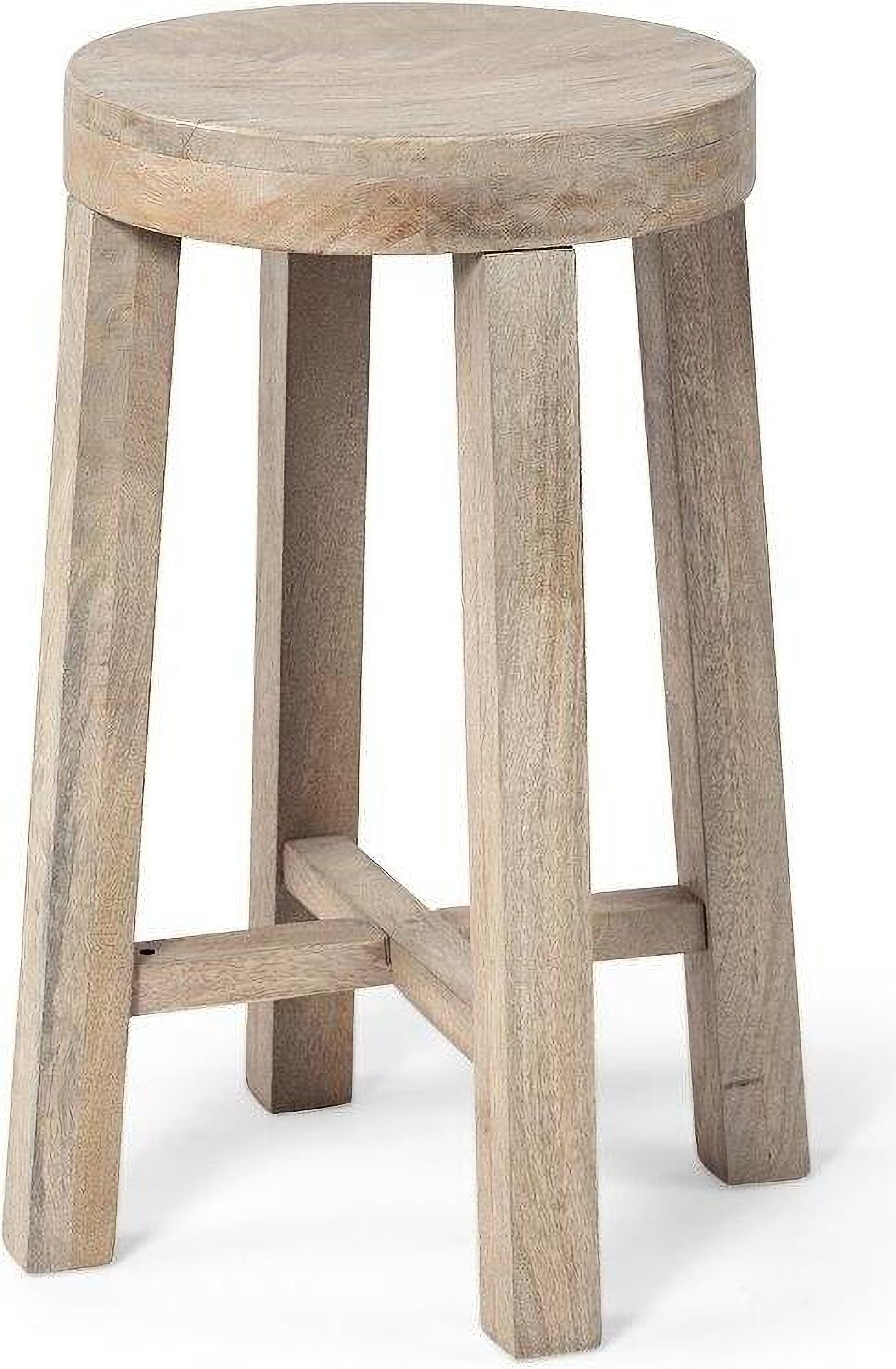 Brahma 26 Inch Total Height White Washed Wood Stool by Mercana ...