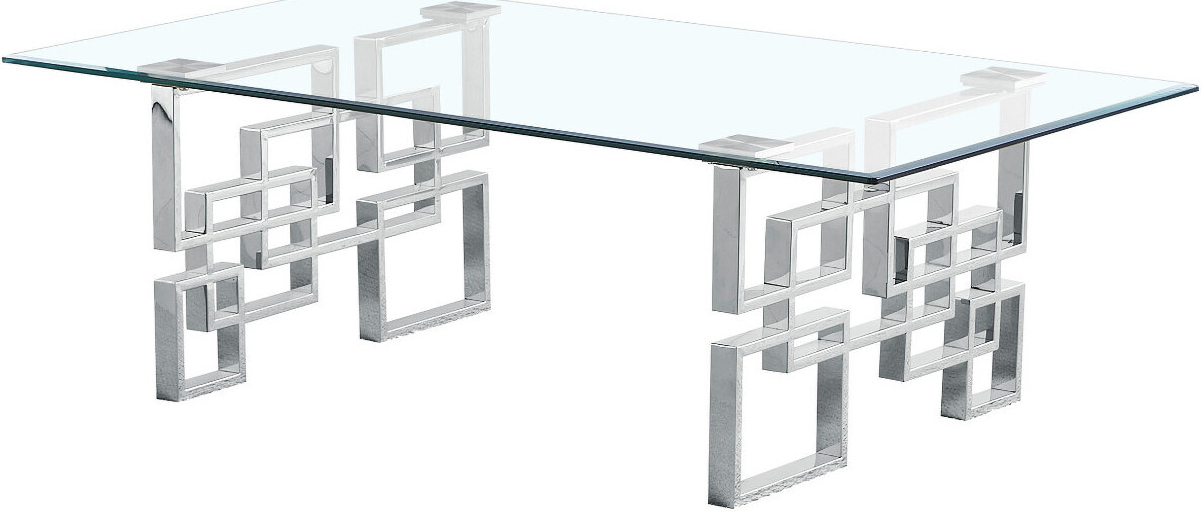 Brandon Modern Coffee Table In 10mm Clear Tempered Glass and Silver ...