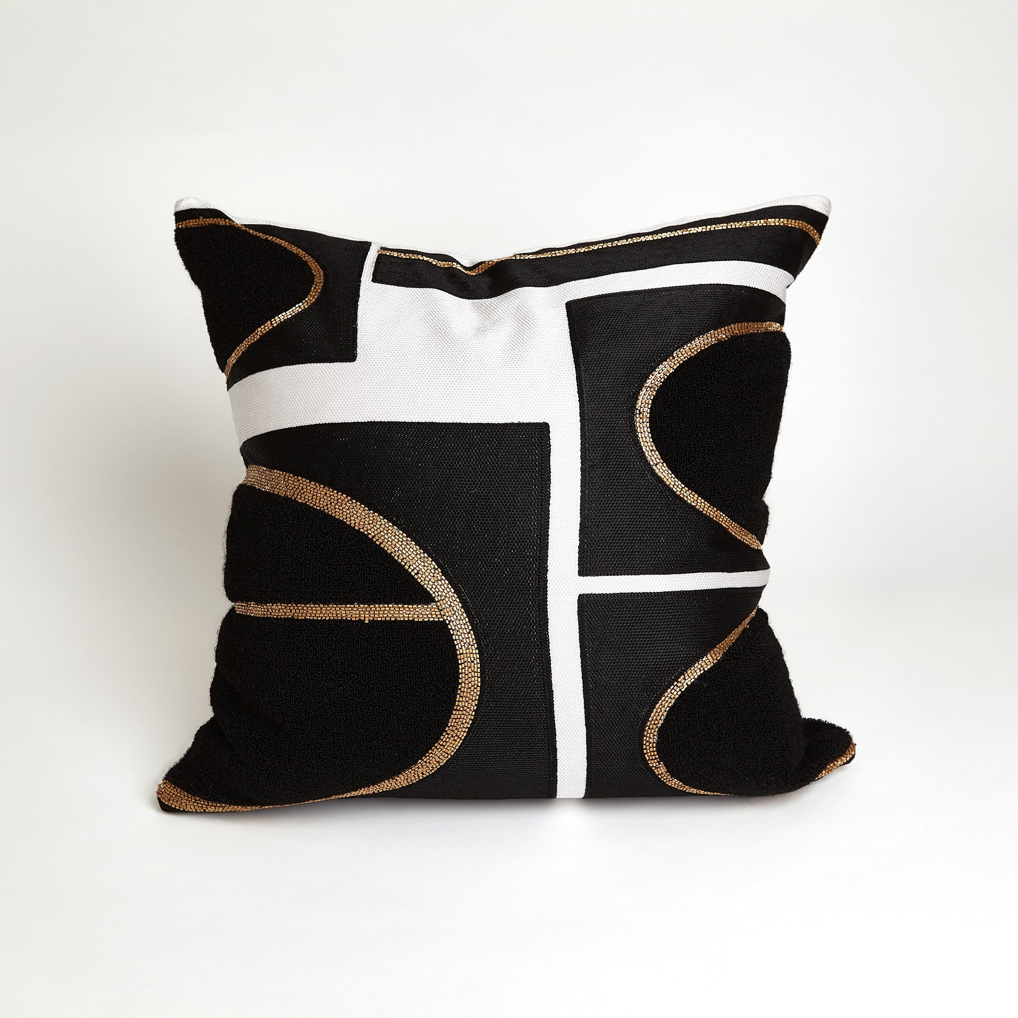 Brass Loop Pillow In Beige And Black by Global Views | 1StopBedrooms