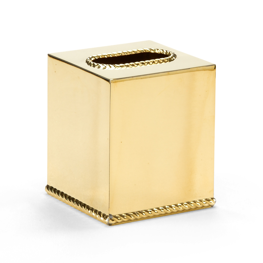 Brass Tissue Box Cover In Gold by Wildwood | 1StopBedrooms