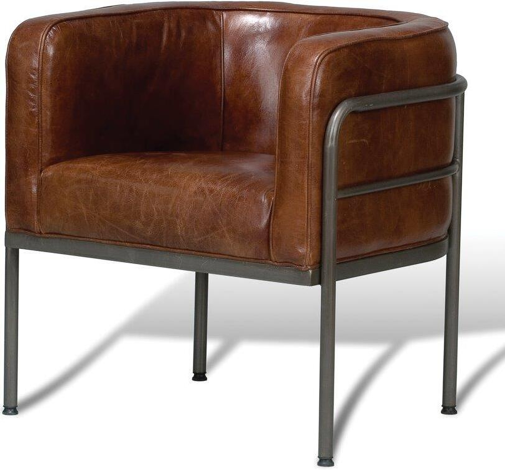 Breda Brown Leather Stationary Chair by Sarreid | 1StopBedrooms Breda Brown Leather Stationary Chair by Sarreid | 1StopBedrooms
