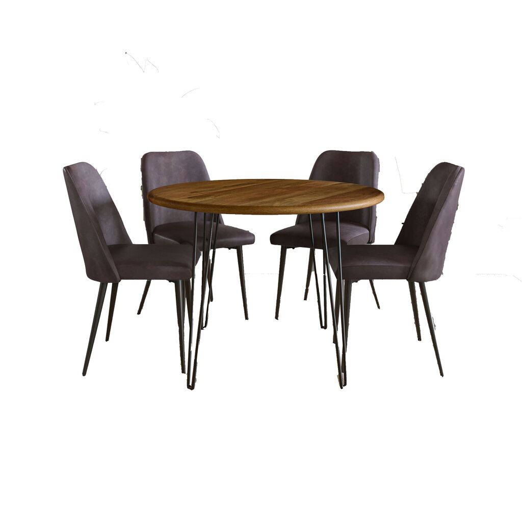 Brennan 5 Piece 42 Inch Round Dining Set with Faux Leather Chairs In ...