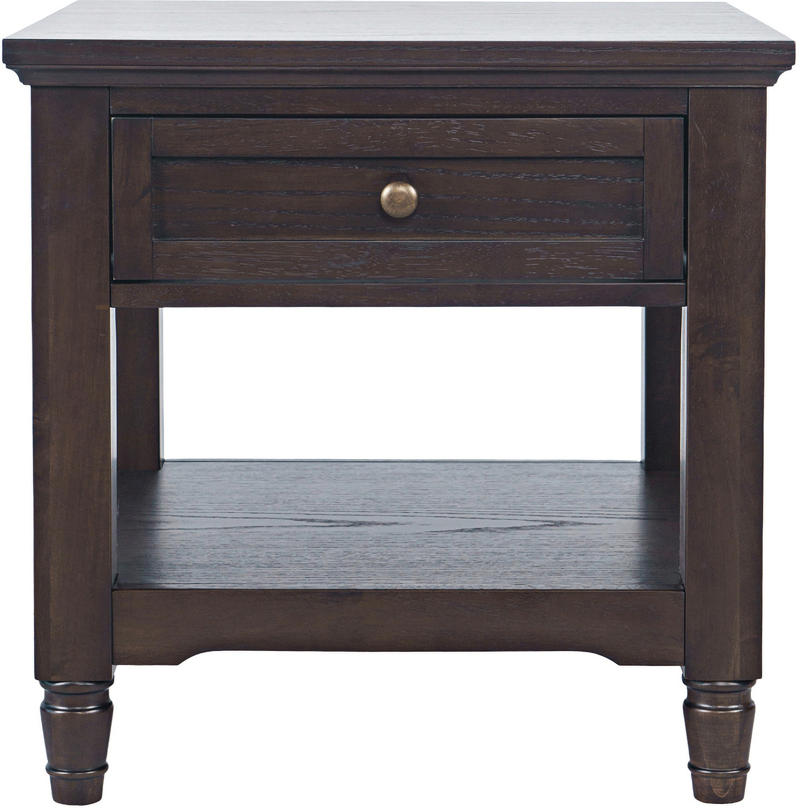 Brentwood 24 Inch Square End Table with Drawer and Storage Shelf In ...