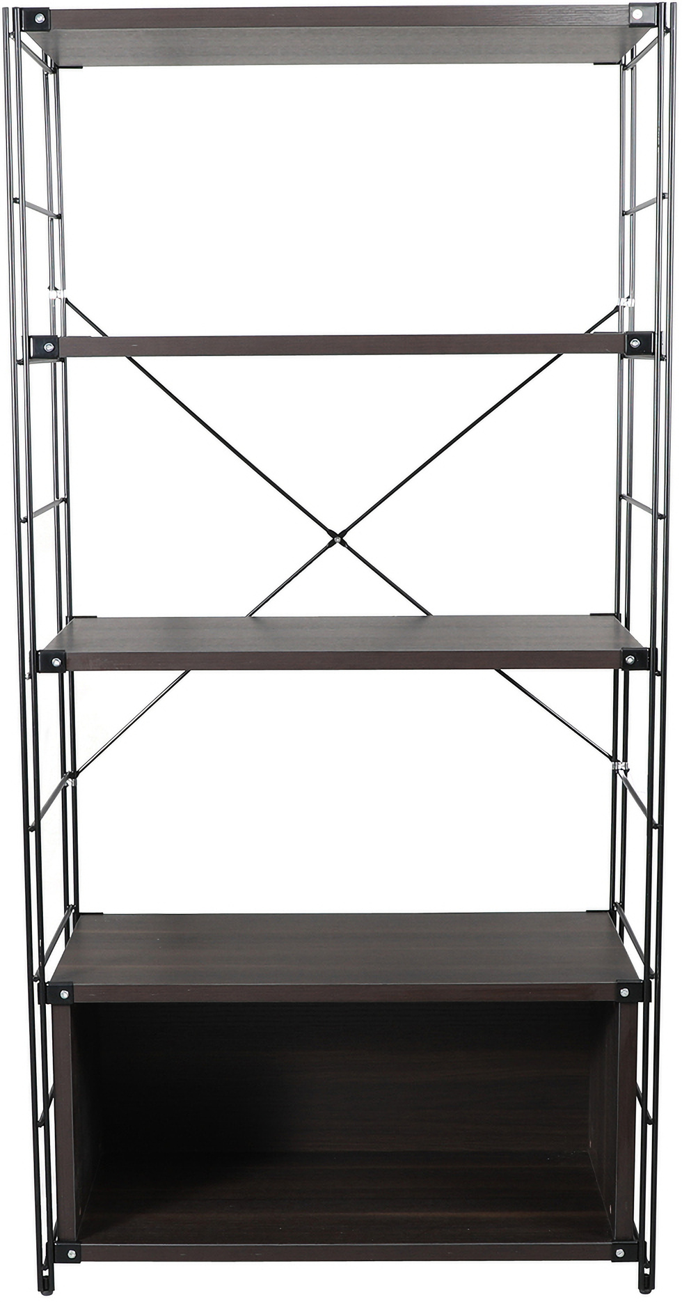 Brentwood Etagere Bookcase In Dark Walnut/Black by LeisureMod ...