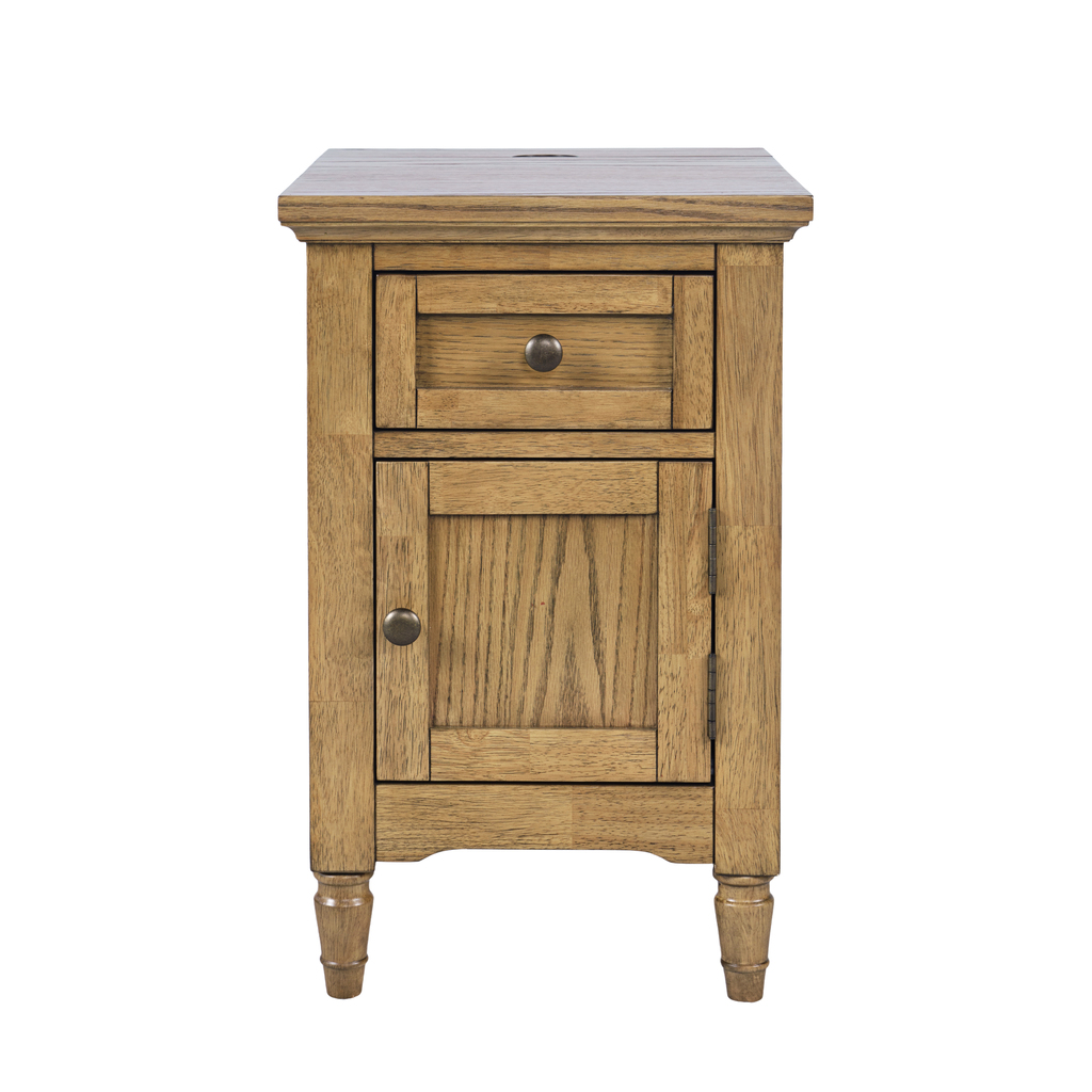 Brentwood USB Charging End Table with Storage Cabinet In Cascade Oak ...