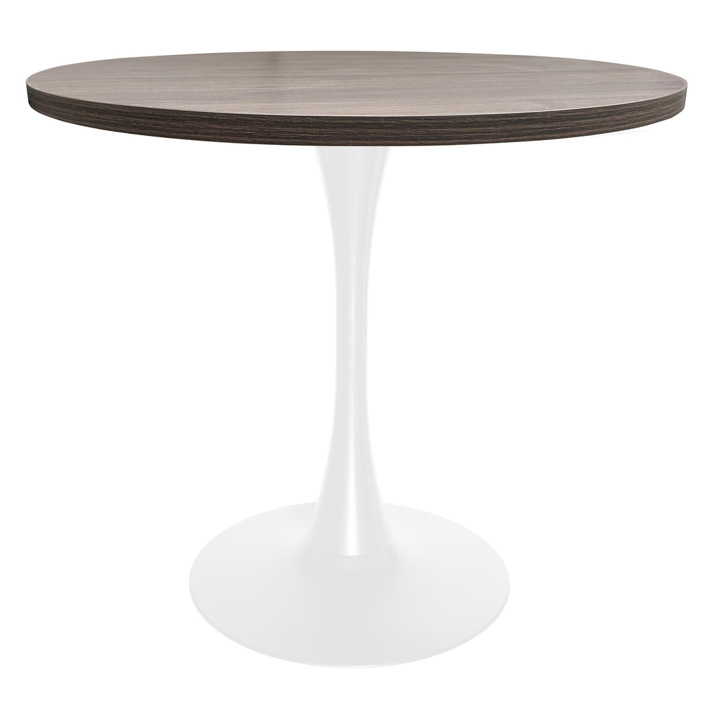 Bristol 36 Inch MDF Top Round Dining Table In White and Dark Walnut by ...