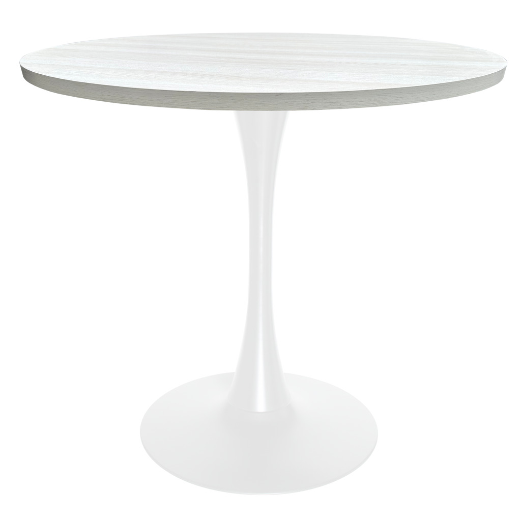 Bristol 36 Inch MDF Top Round Dining Table In White and Light Natural ...