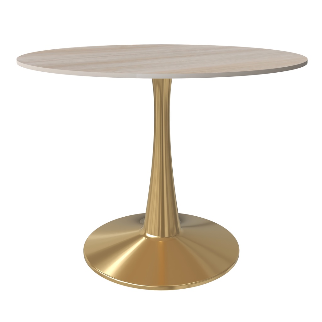 Bristol 40 Inch MDF Top Round Dining Table In Gold and Marble White by ...