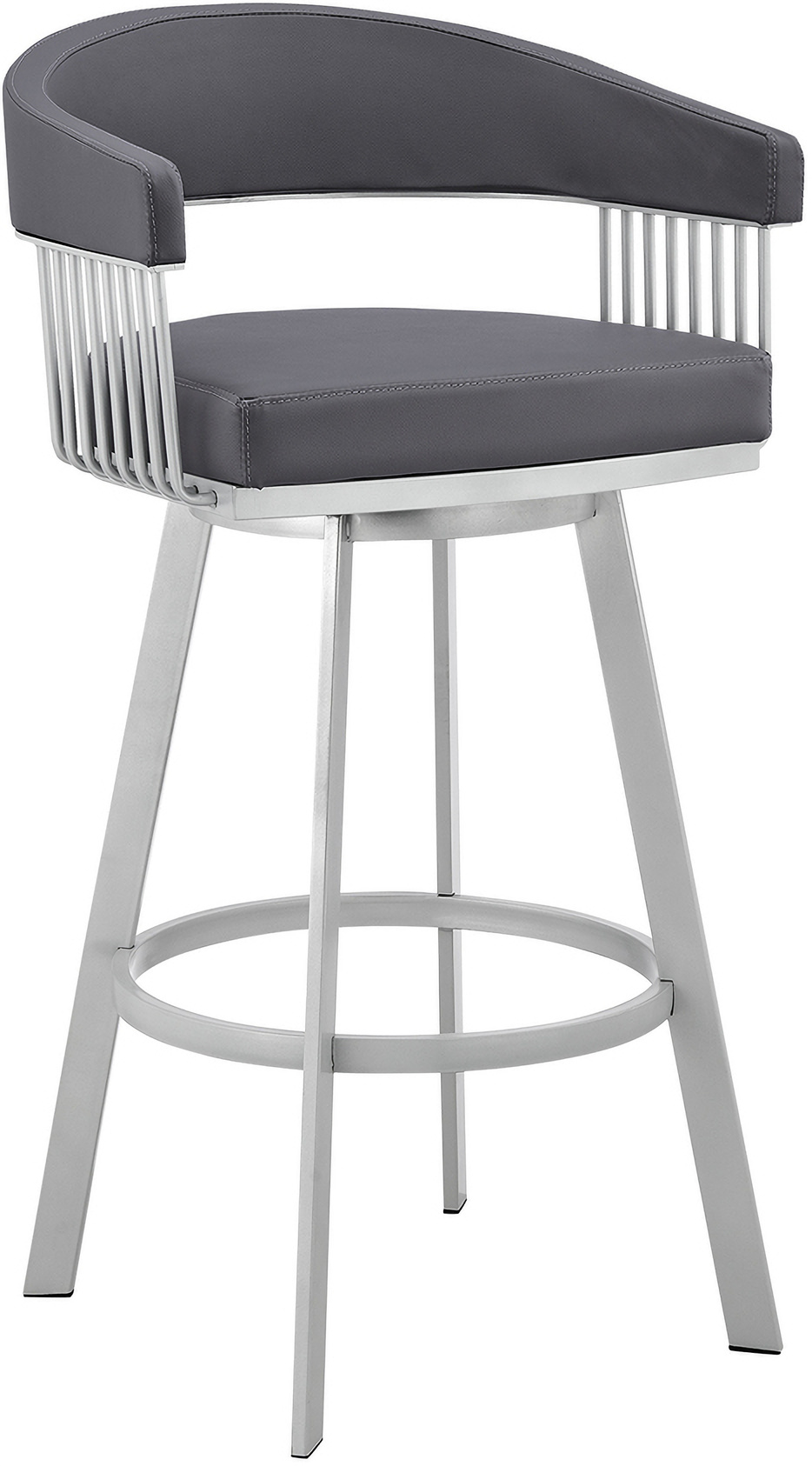Bronson 29 Inch Slate Gray Faux Leather and Silver Metal Bar Stool by ...