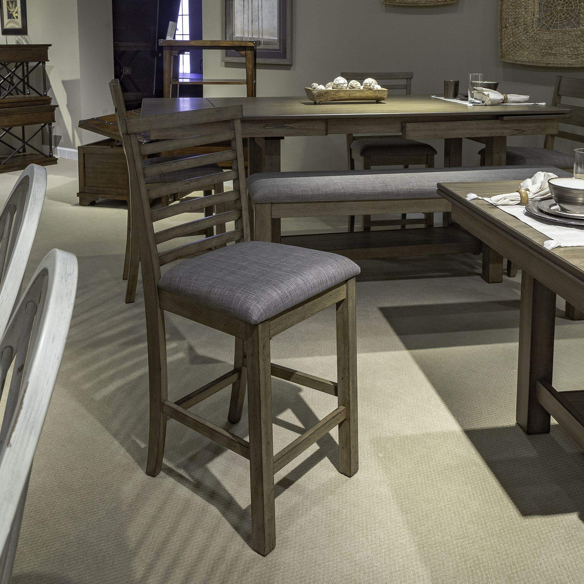 Brook Bay Upholstered Ladder Back Counter Chair Set of 2 In Sandstone ...