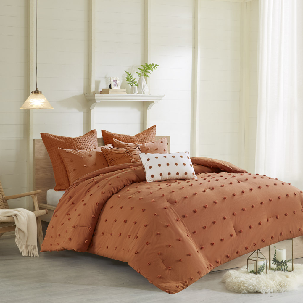 Brooklyn Cotton Jacquard 7 Piece Full/Queen Comforter Set with Euro ...