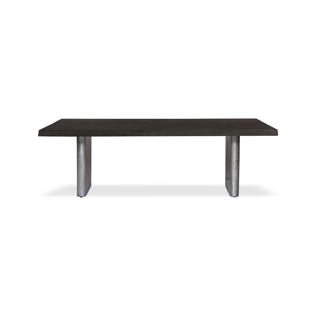 Brooks 92 Inch Cast Slab Base Dining Table In Ebony and Antique Nickel ...