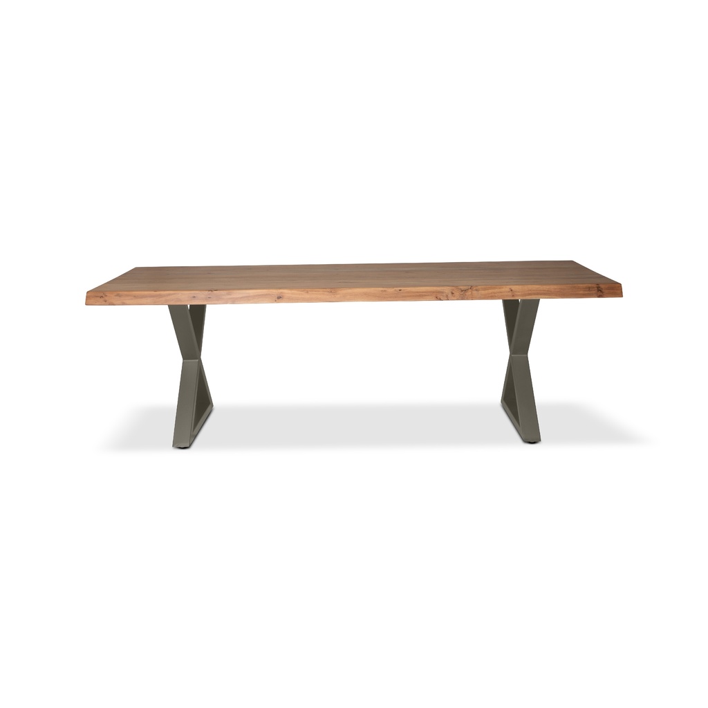 Brooks 92 Inch x Base Dining Table In Teak and Pewter by Urbia ...