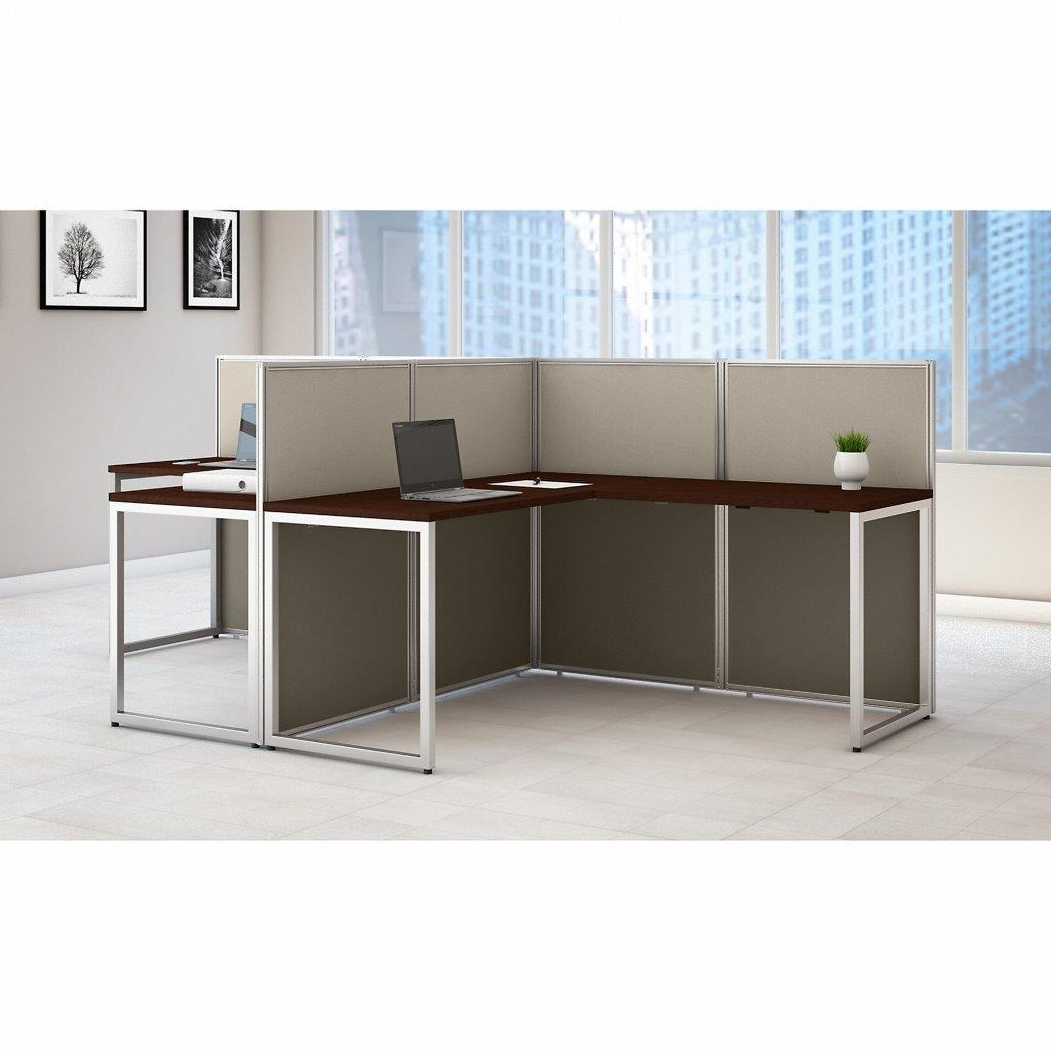 Bush Business Furniture Easy Office 60W 2 Person L Shaped Cubicle Desk ...