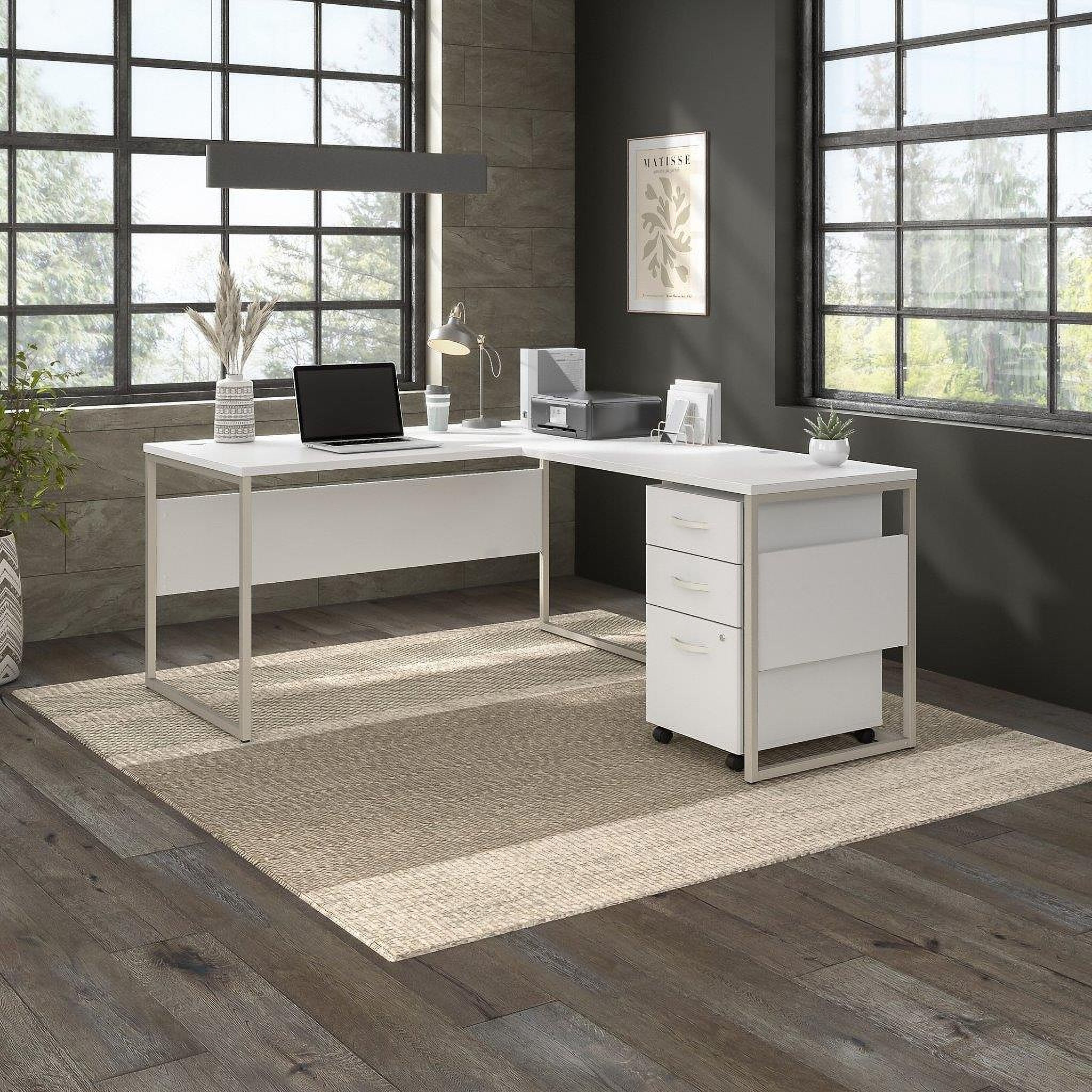 Bush Business Furniture Hybrid 60W x 30D L Shaped Table Desk with ...