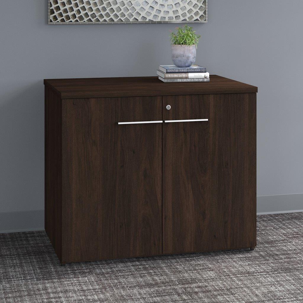 Bush Business Furniture Office 500 36W Storage Cabinet with Doors in Black Walnut by Bush ...