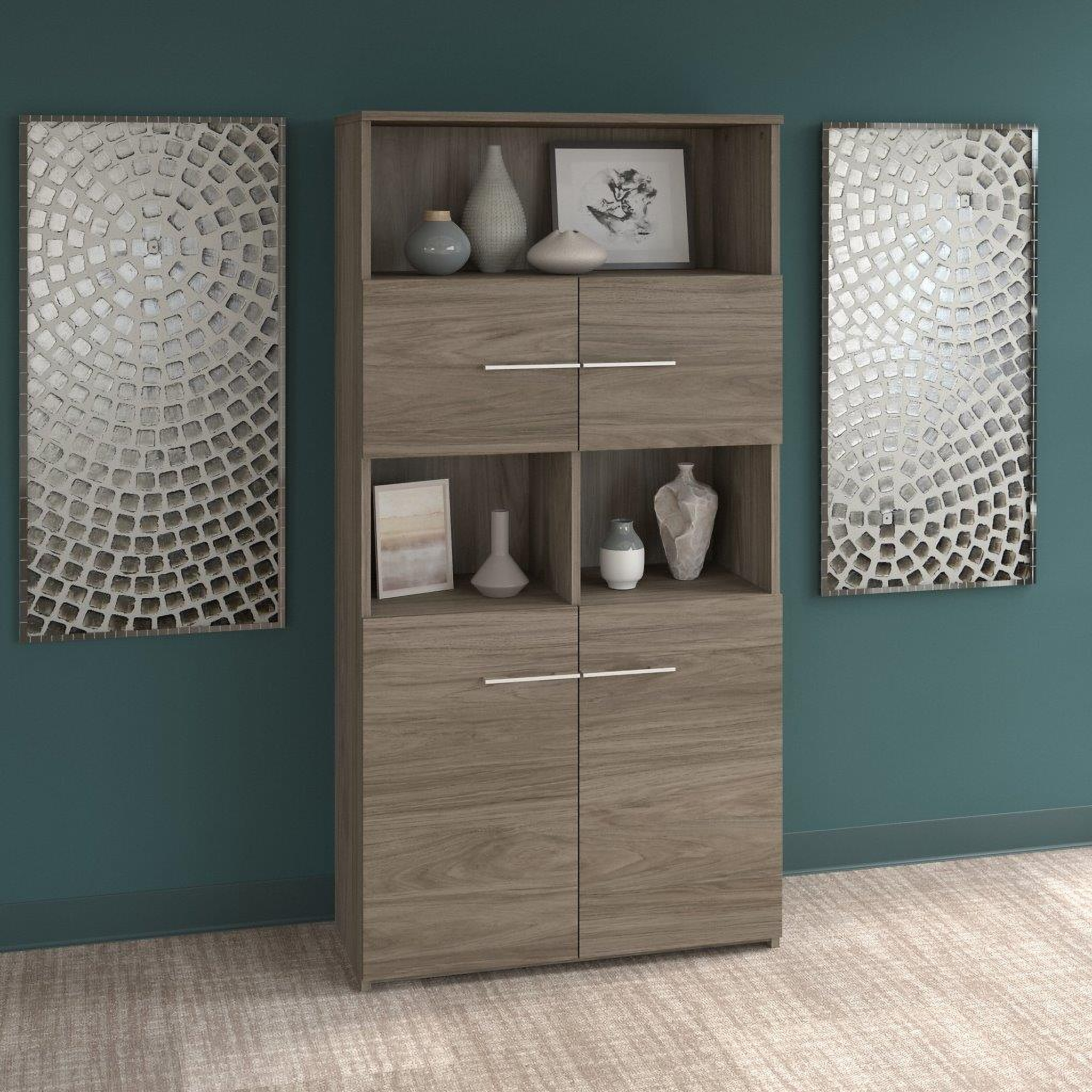 Bush Business Furniture Office 500 5 Shelf Bookcase with Doors in ...