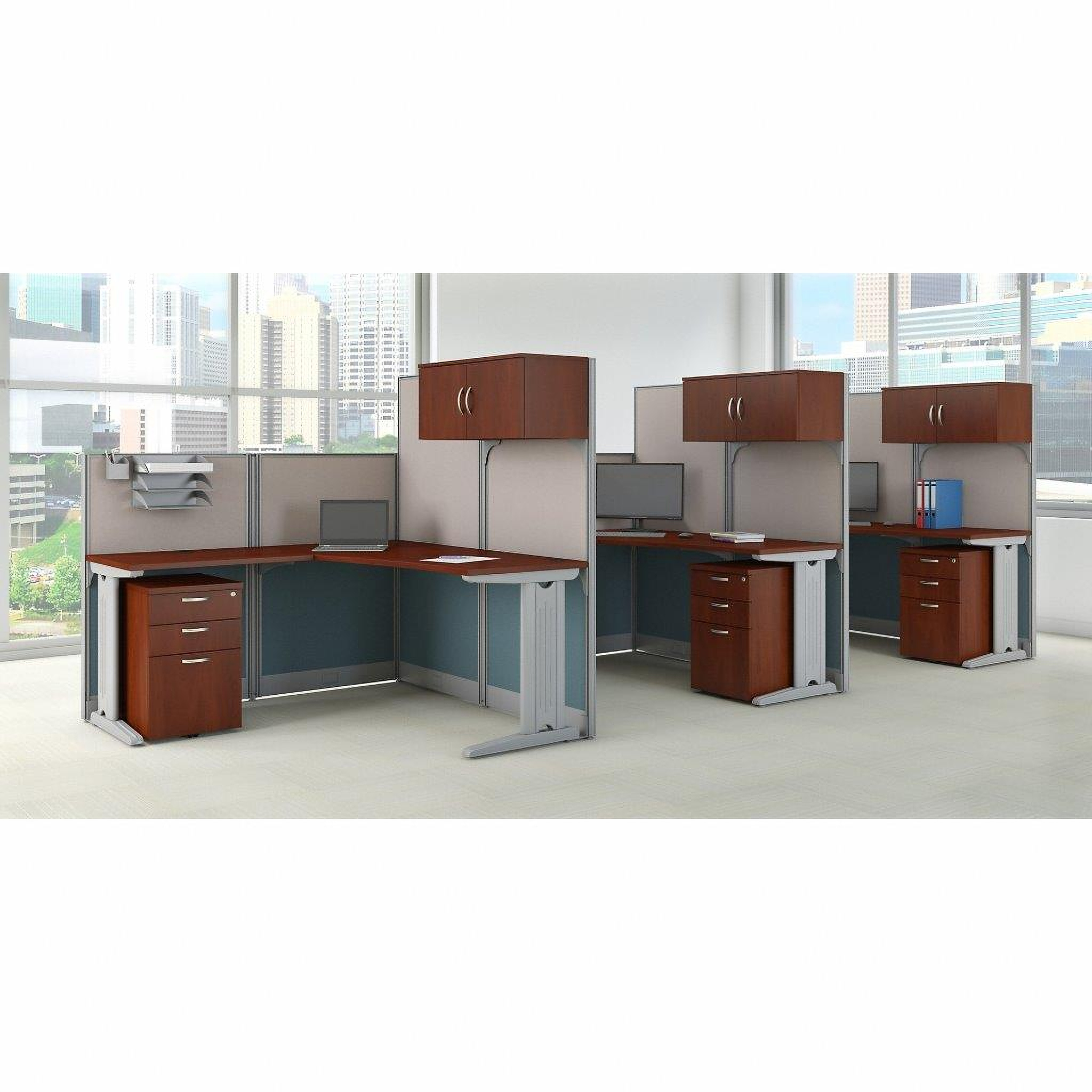 Bush Business Furniture Office in An Hour 3 Person L Shaped Cubicle ...