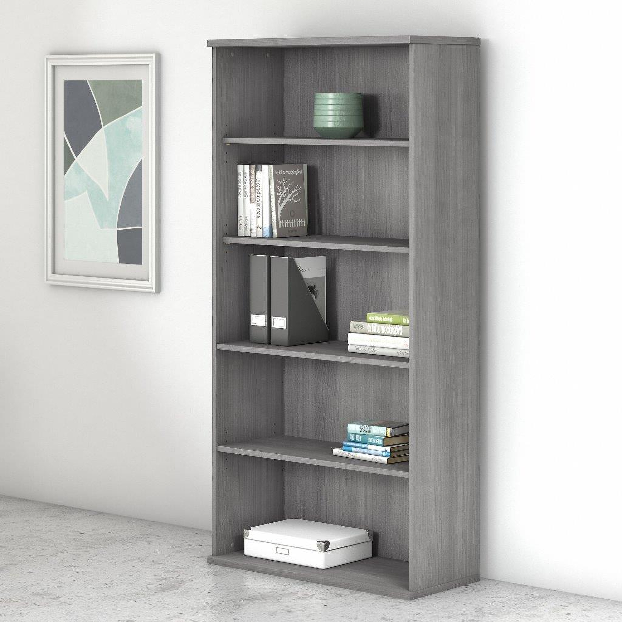 Bush Business Furniture Studio C 5 Shelf Bookcase in Platinum Gray by ...
