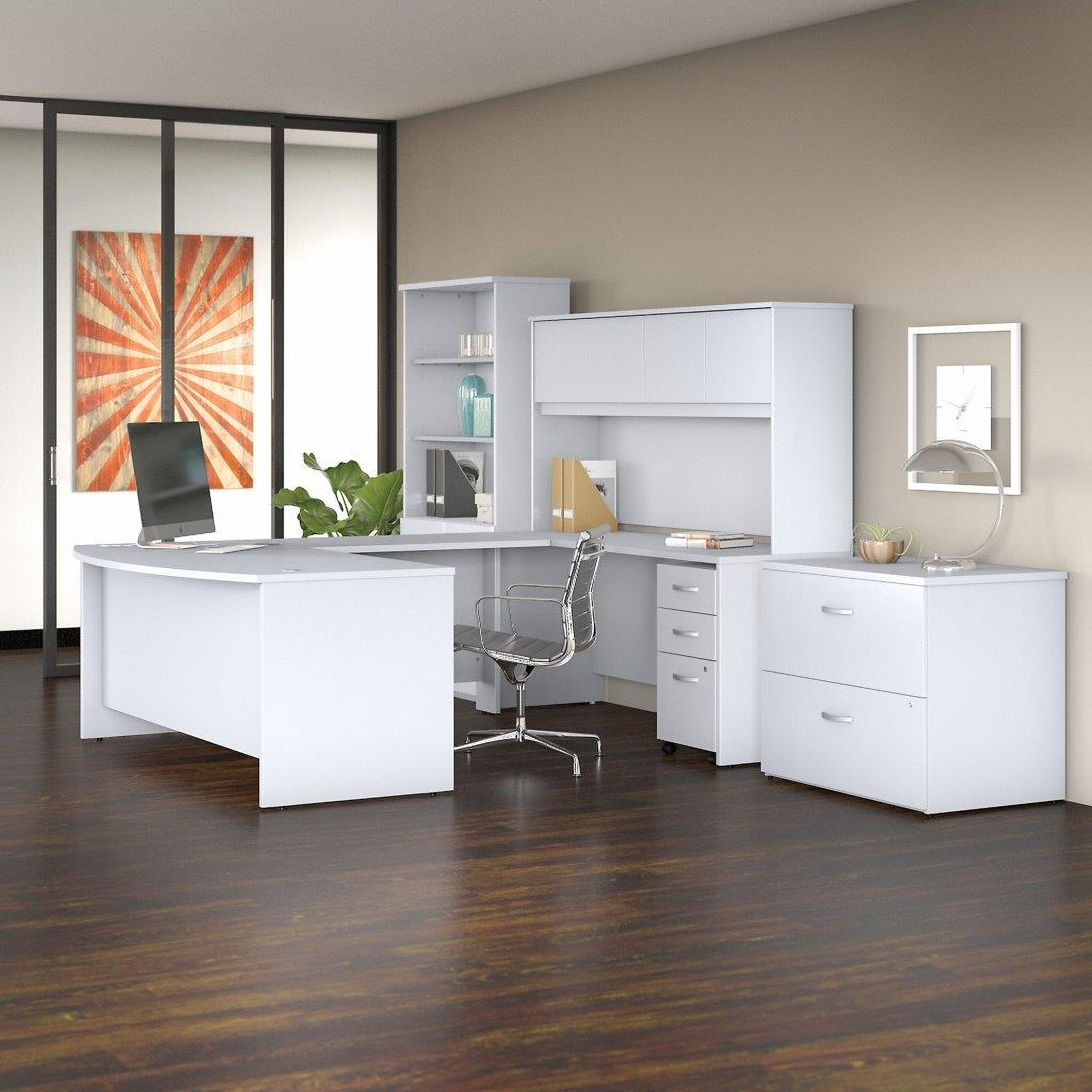 Bush Business Furniture Studio C 72W x 36D U Shaped Desk with Hutch ...