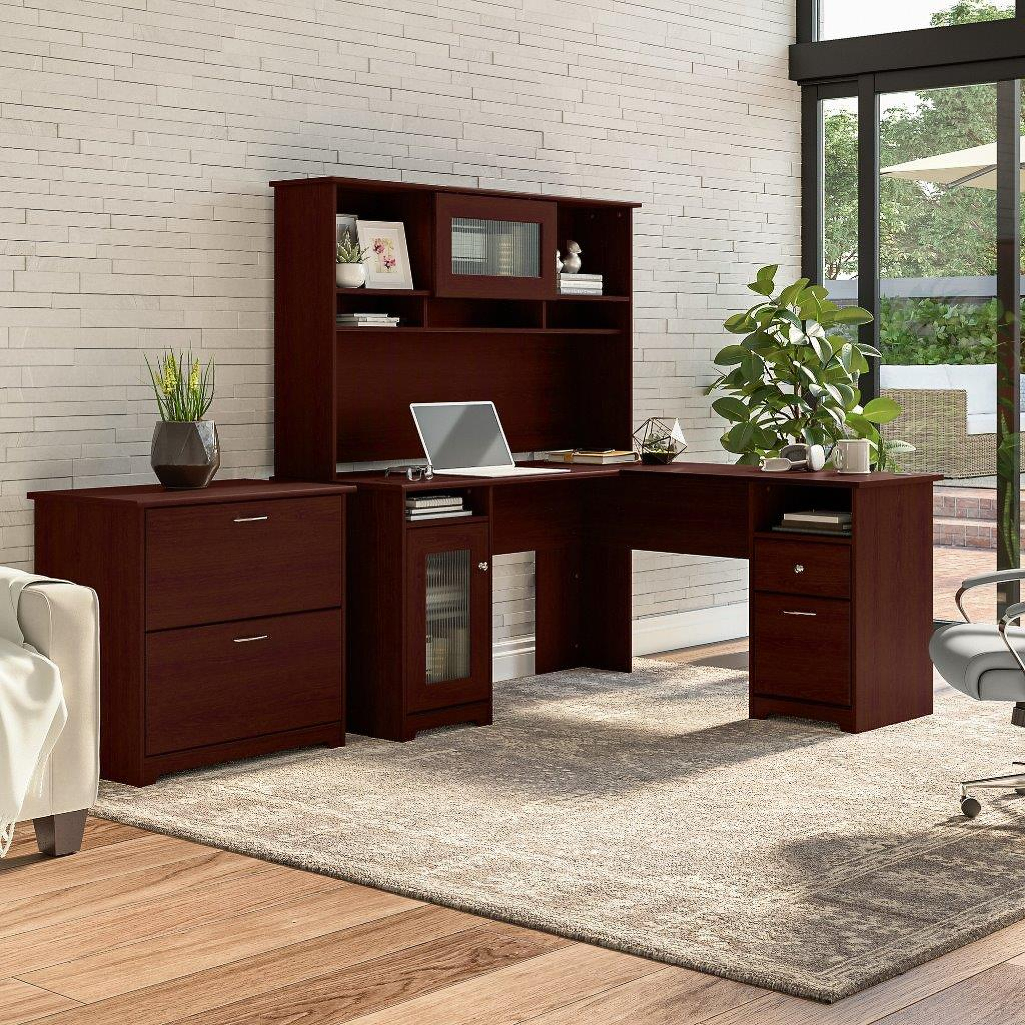 Bush Furniture Cabot 60W L Shaped Computer Desk with Hutch and Lateral ...