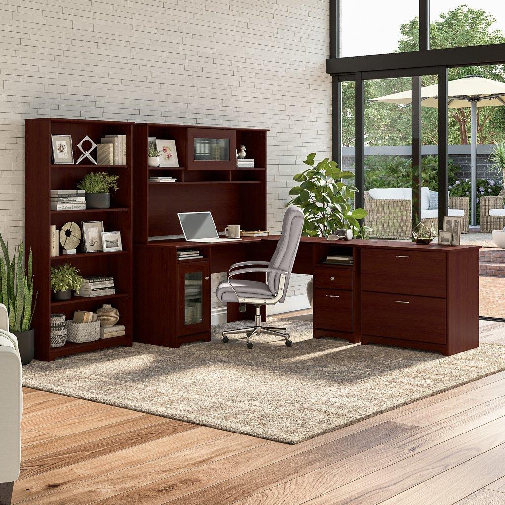 Bush Furniture Cabot 60W L Shaped Computer Desk with Hutch, File ...