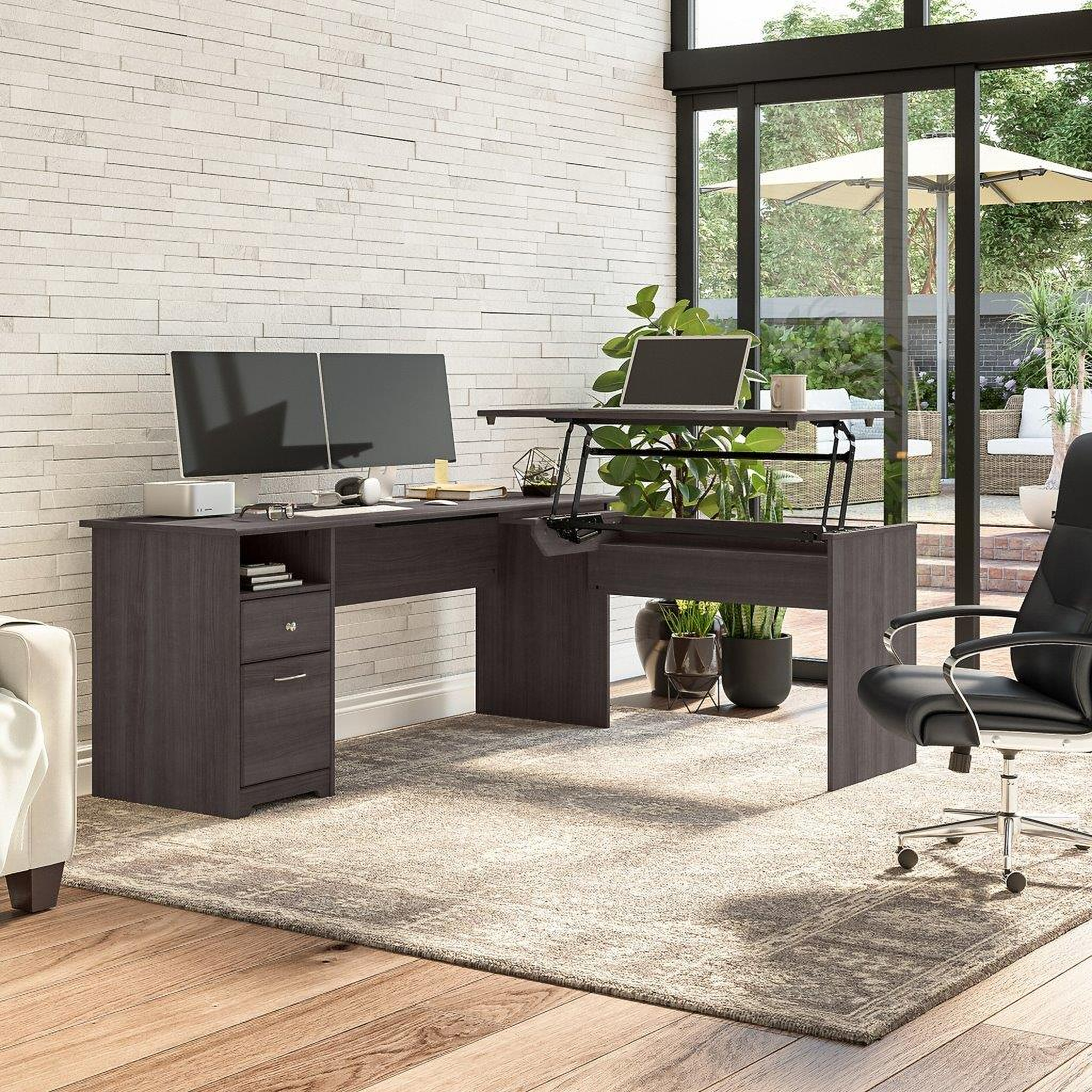 Bush Furniture Cabot 72W 3 Position Sit To Stand L Shaped Desk in ...
