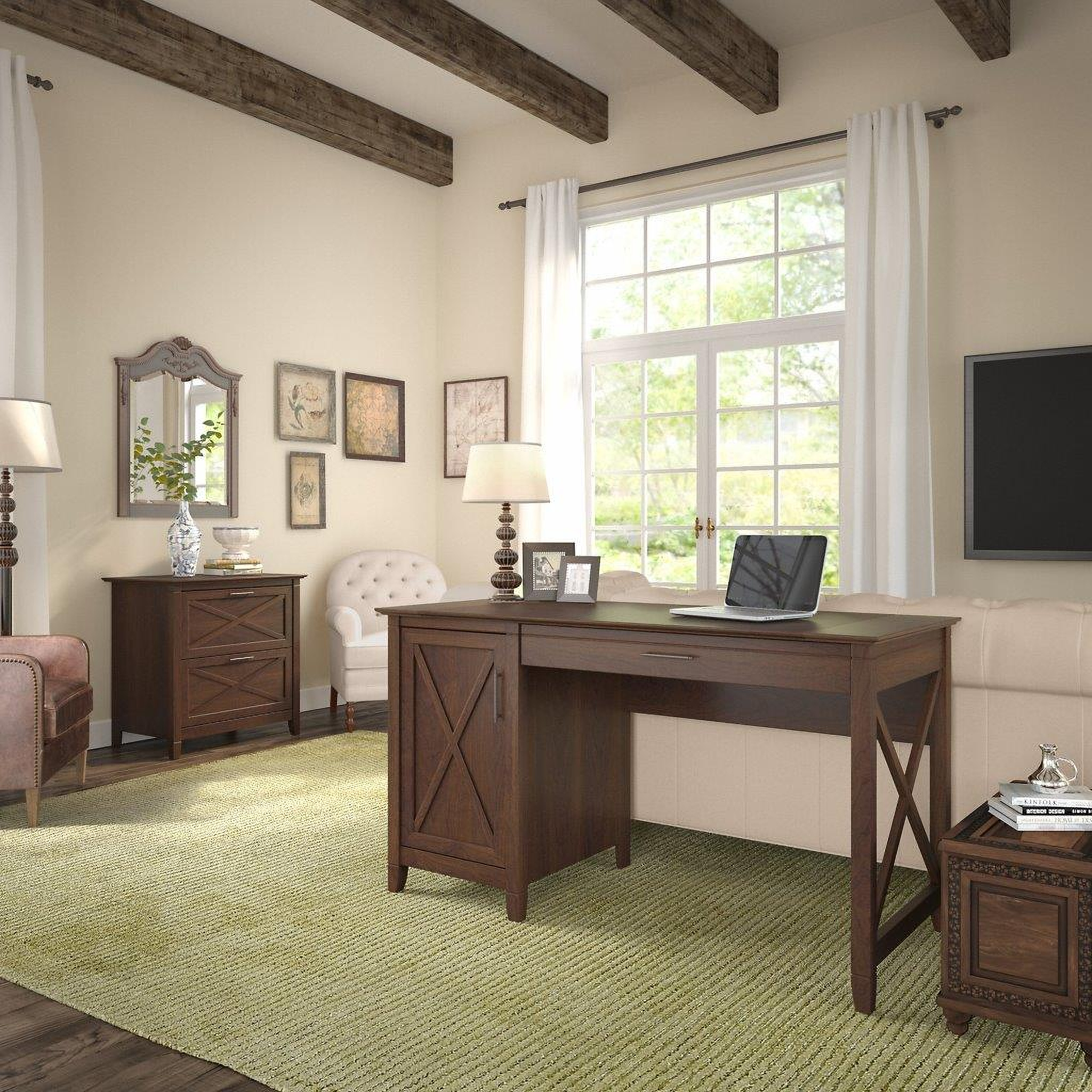 Bush furniture key west 2 drawer lateral file cabinet in bing cherry store