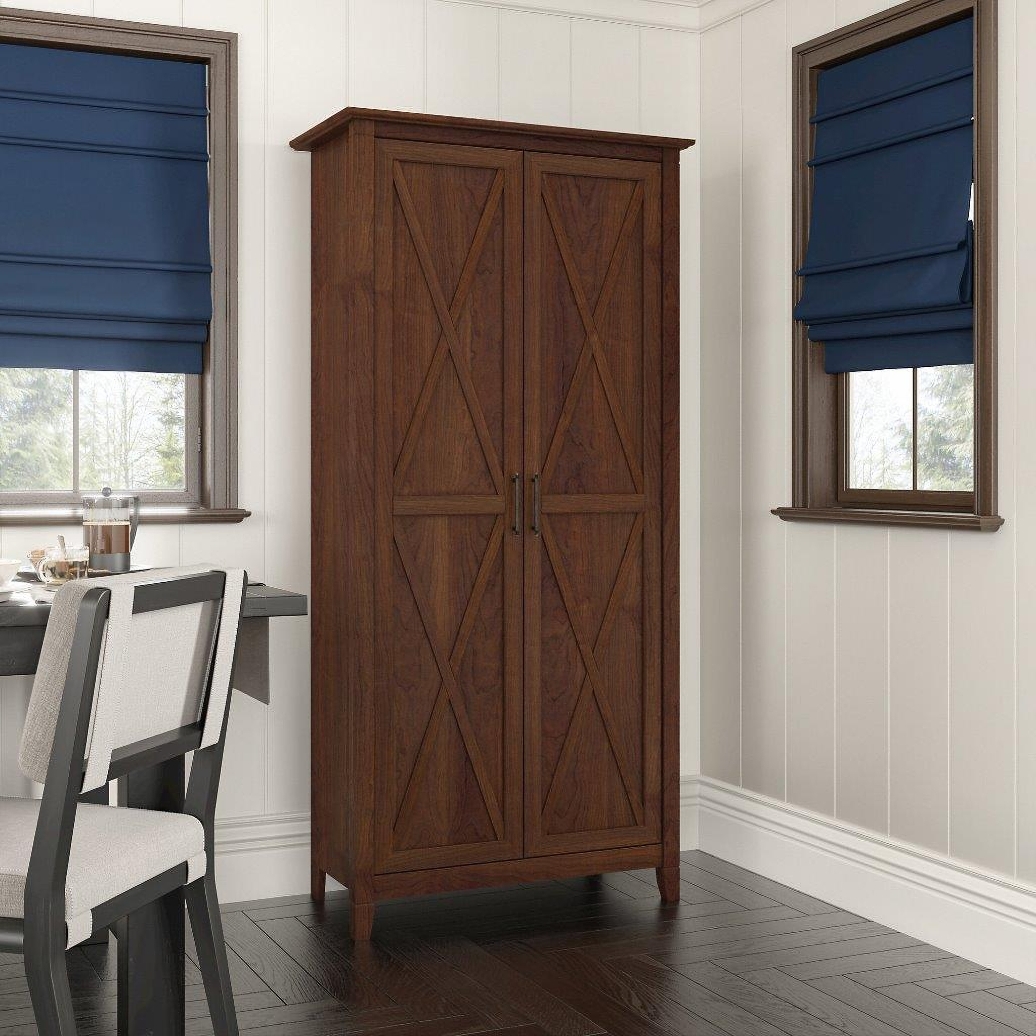 Bush Furniture Key West Kitchen Pantry Cabinet In Bing Cherry ...