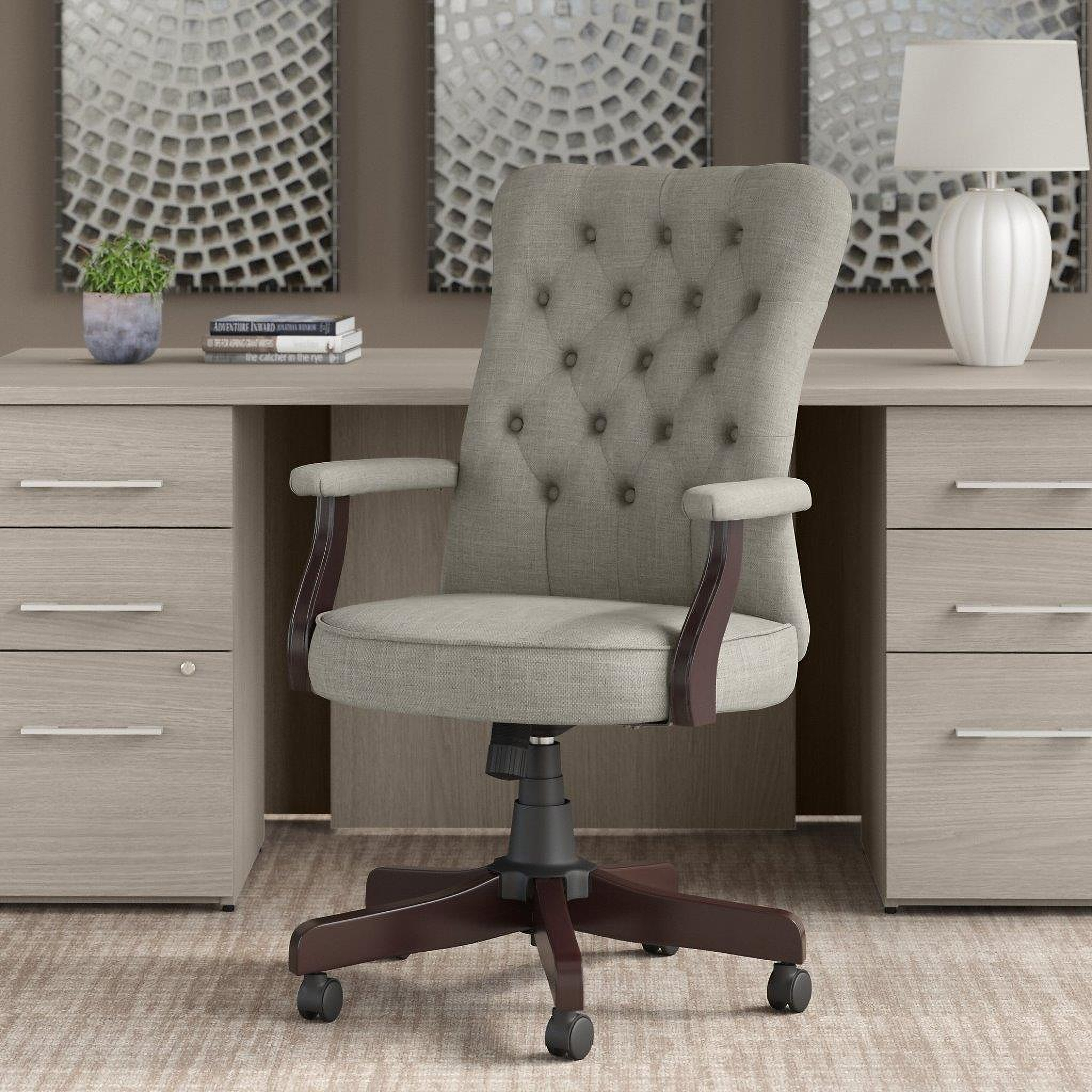 Bush Furniture Saratoga High Back Tufted Office Chair with Arms in ...