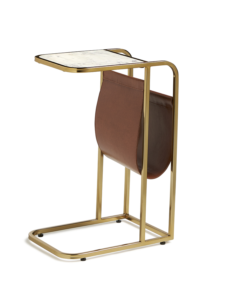 C Table In White/Brass/Brown by Maitland-Smith | 1StopBedrooms