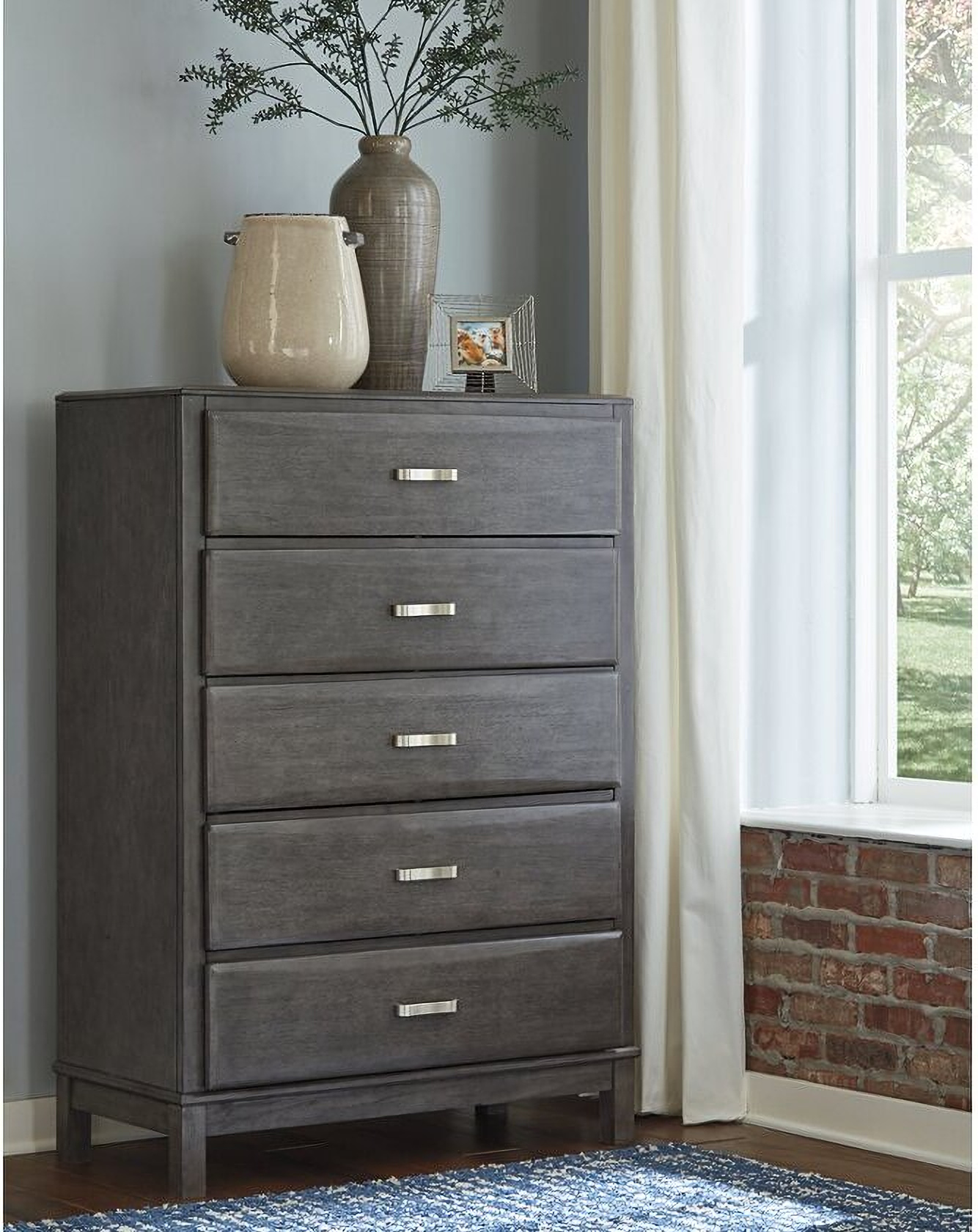 Caitbrook Gray Five Drawer Chest by Ashley Furniture | 1StopBedrooms