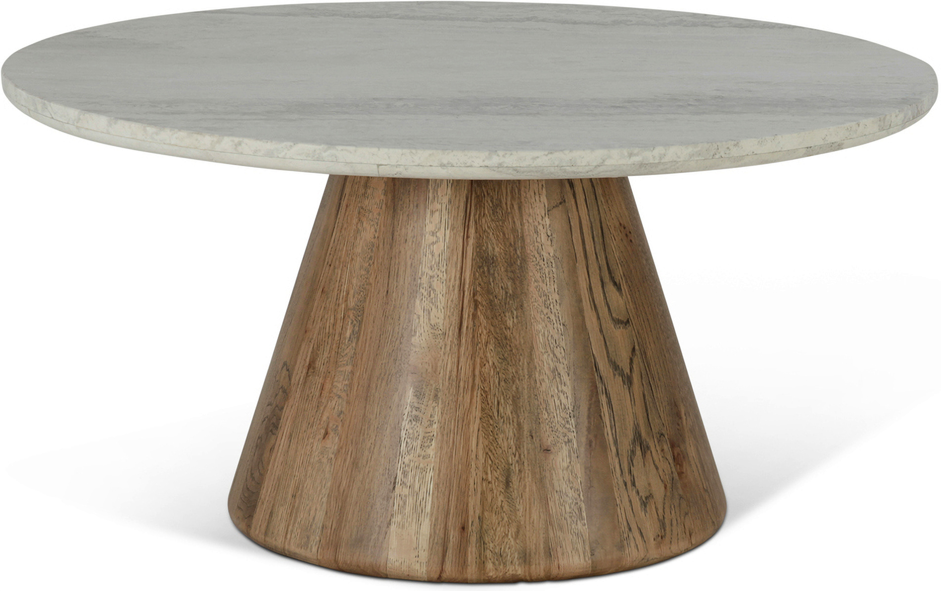 Caldera Coffee Table In White Travertine with Light Oak Base by Home ...