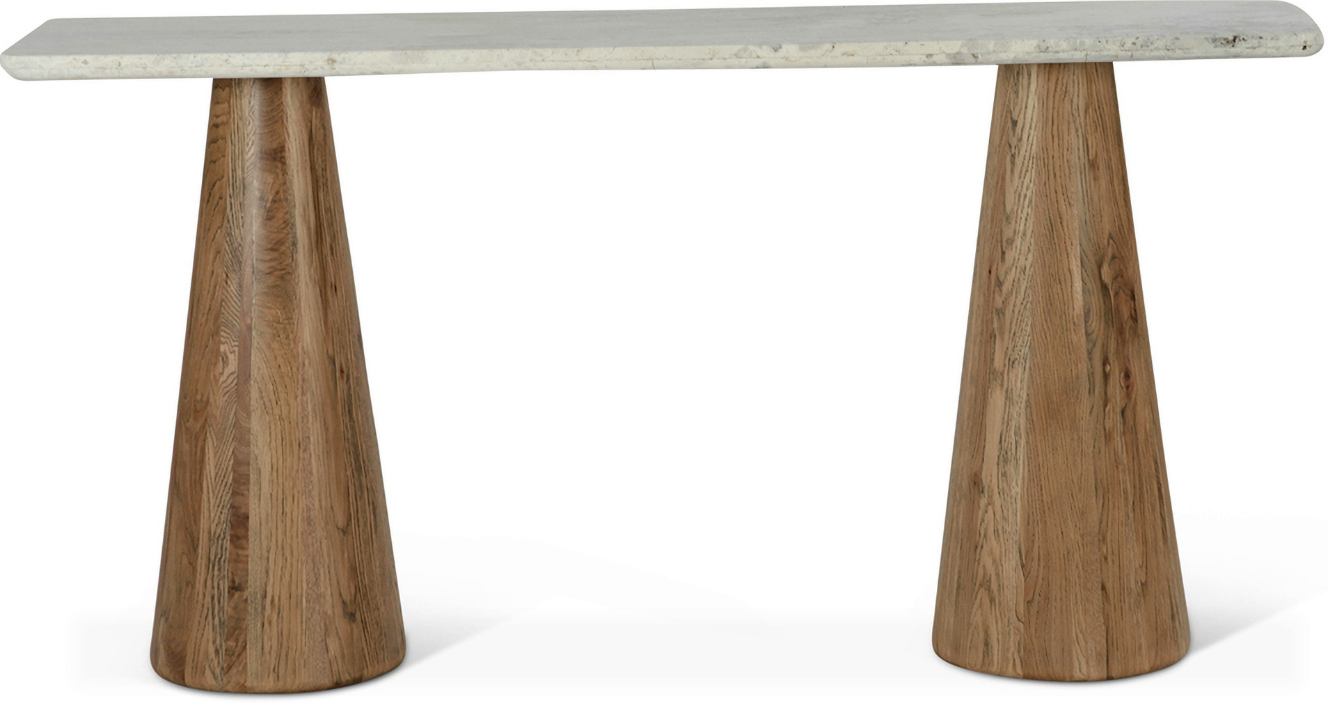 Caldera Console Table In White Travertine with Light Oak Base by Home ...