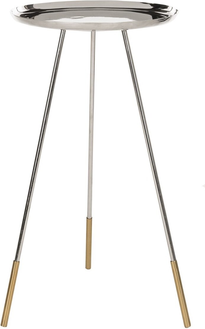 Calix Tri Leg Contemporary Glam Side Table In Nickel by Safavieh ...