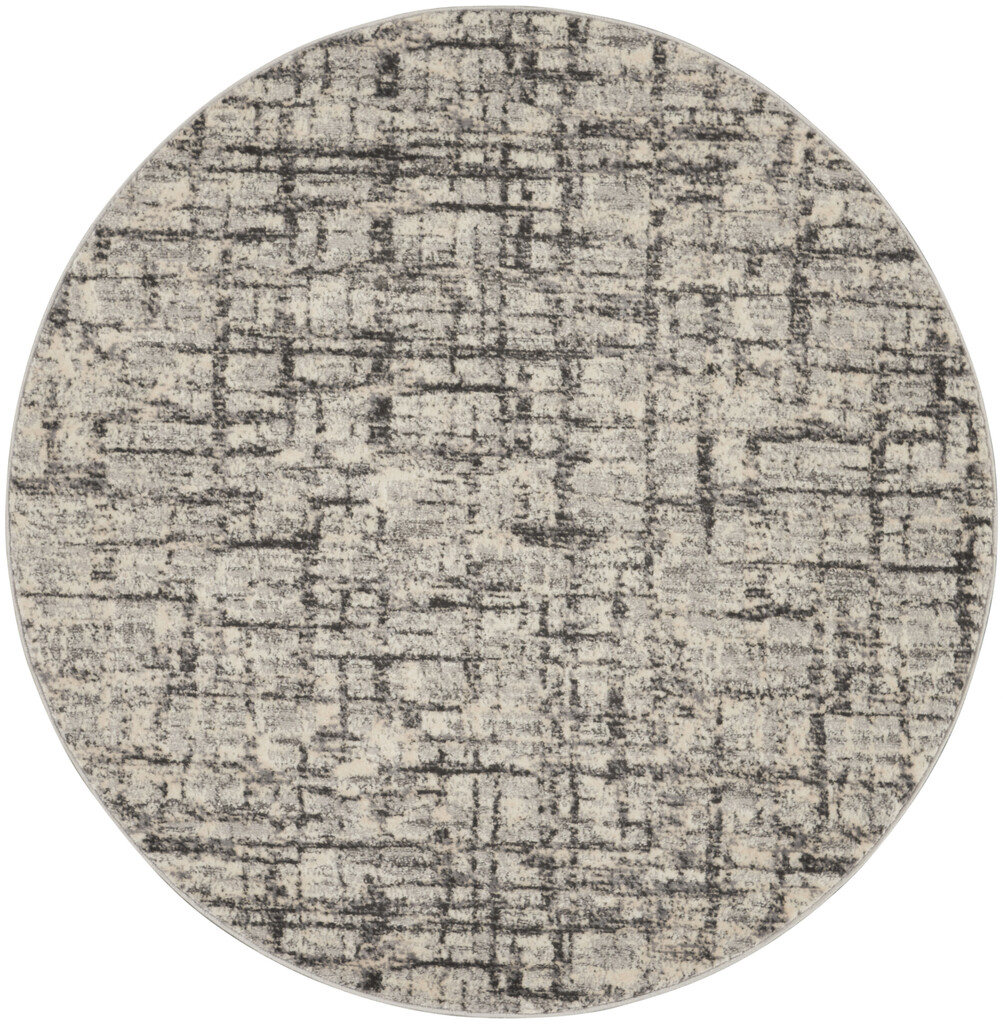 Calvin Klein Rush 4' x 4' Round Indoor Rug In Ivory Grey by Nourison ...