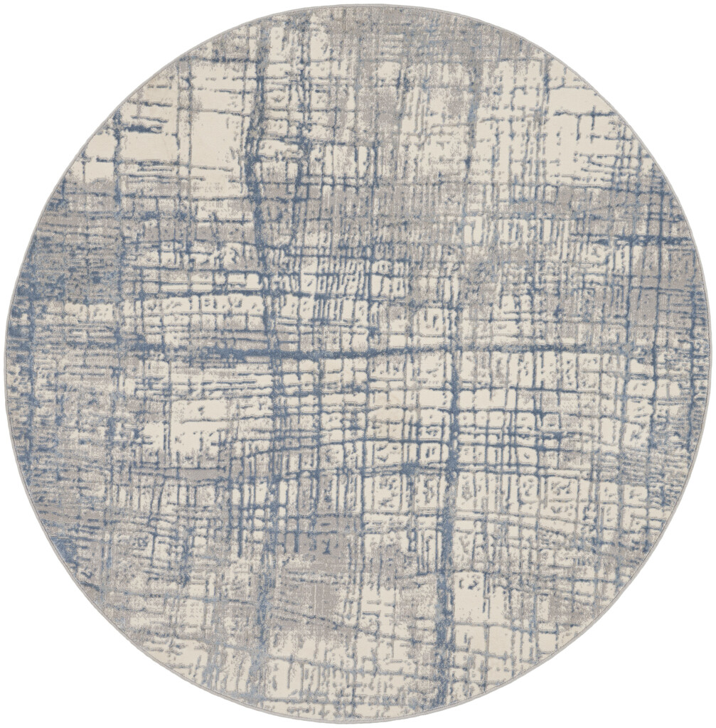 Calvin Klein Rush 6' x 6' Round Indoor Rug In Ivory Blue by Nourison ...