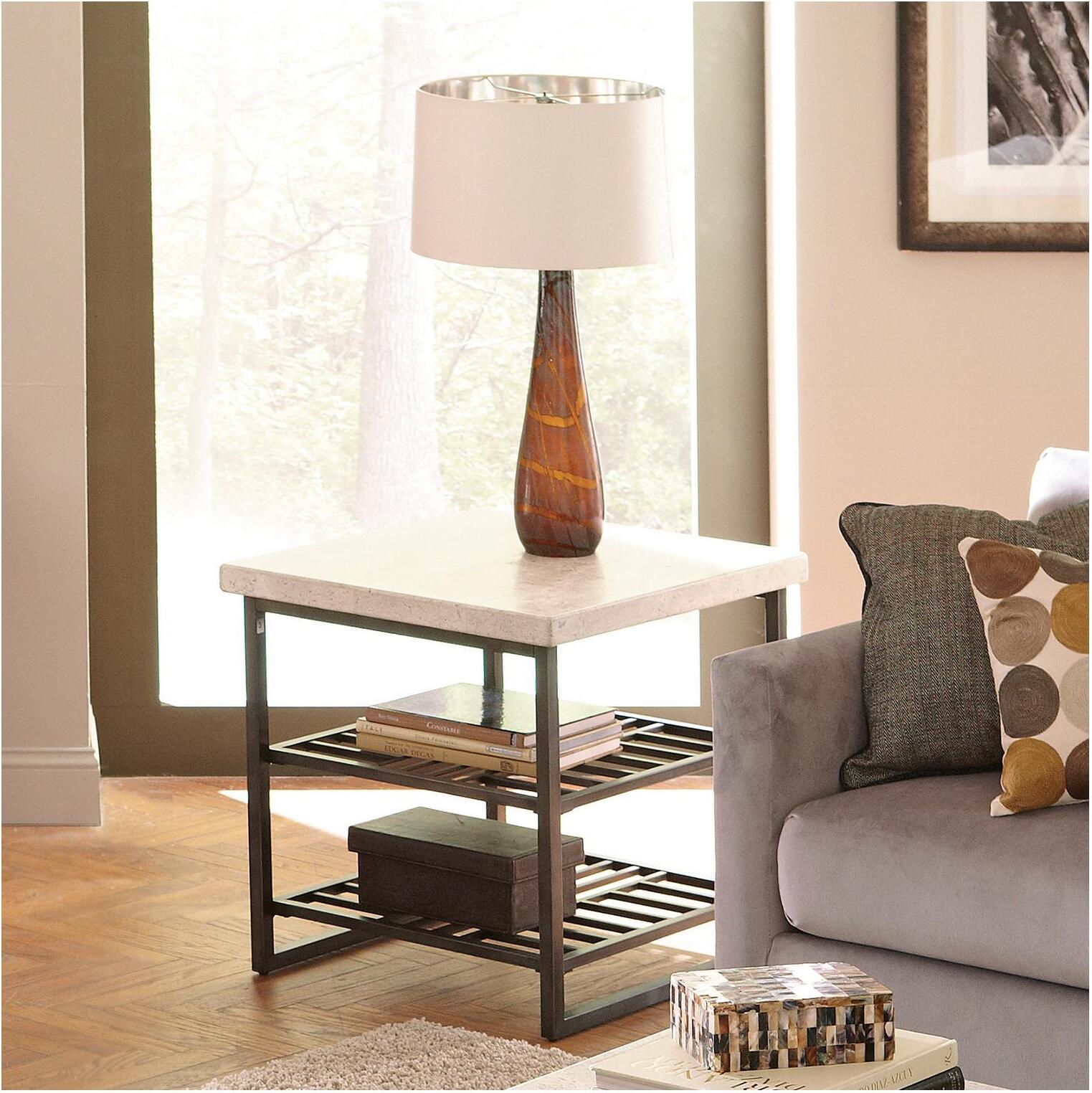 Capri Alabaster Travertine End Table by Riverside Furniture | 1StopBedrooms