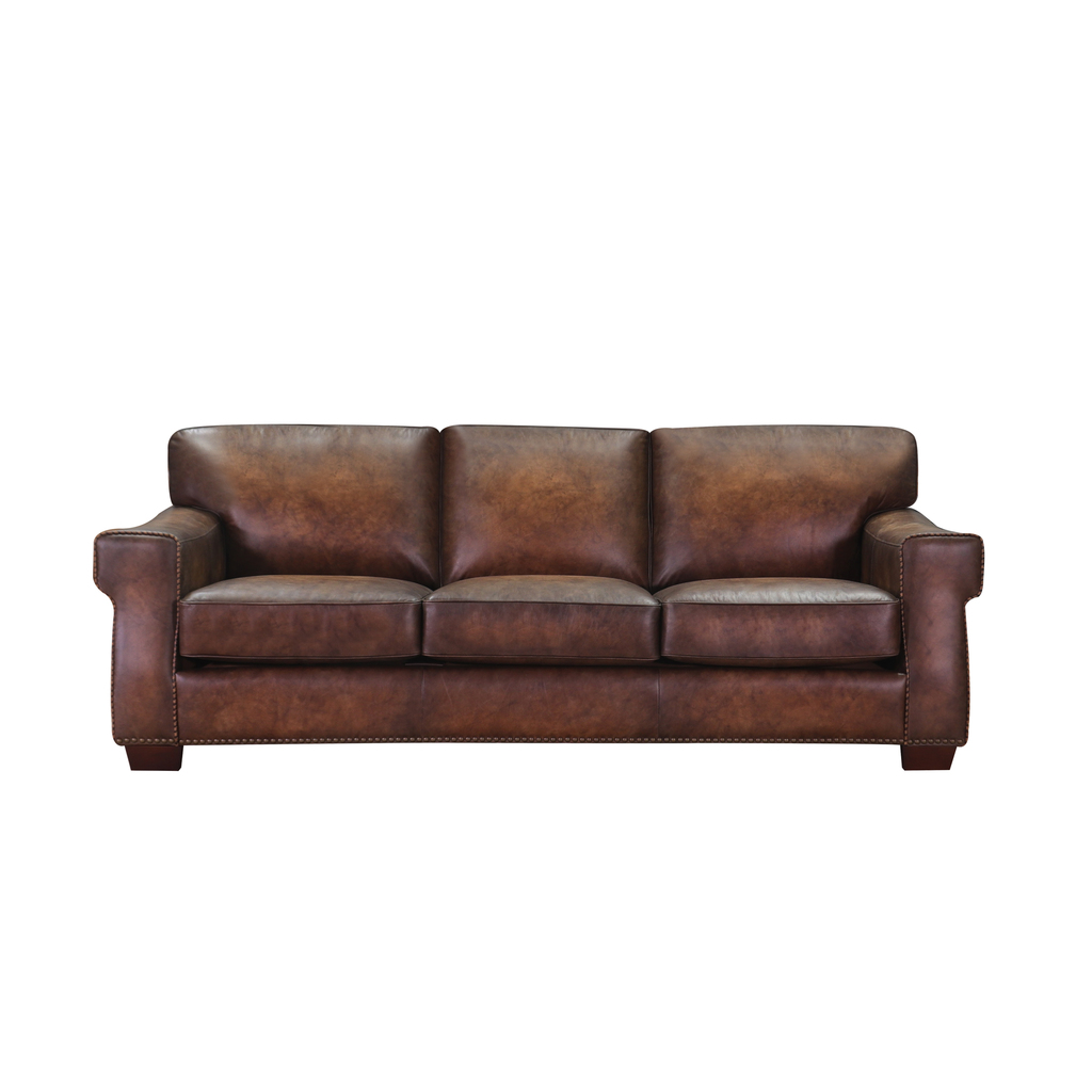 Capri Leather Sofa In Russet by Hydeline | 1StopBedrooms