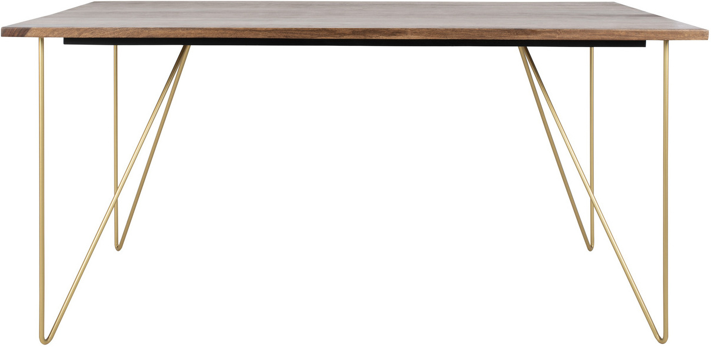 Captain Wood Dining Table with Hairpin Legs In Walnut and Brass by ...