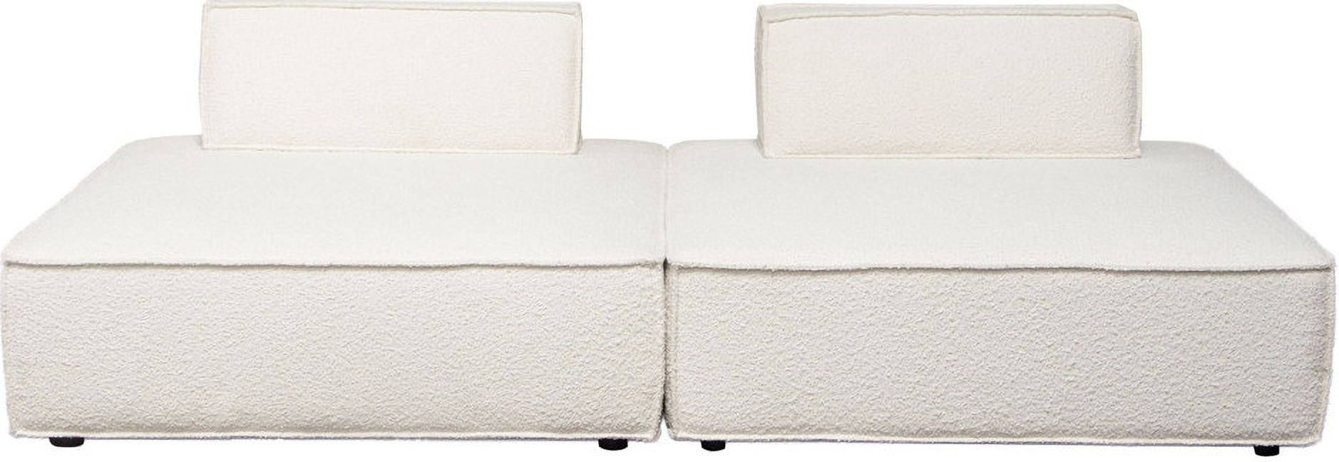 Cara 2-Piece Square Modular Lounger In Ivory Boucle Fabric With ...
