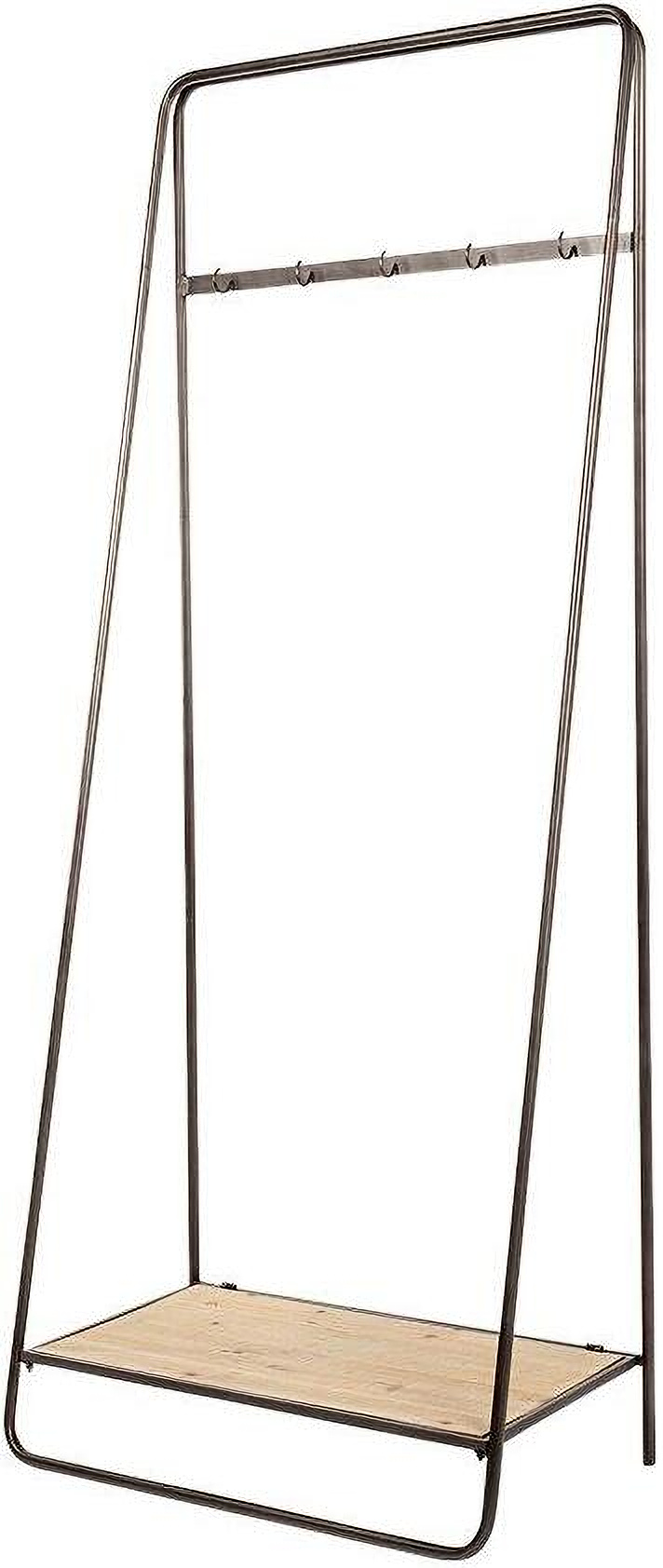 Carell Black Metal And Wood Shelf Hall Tree by Mercana | 1StopBedrooms