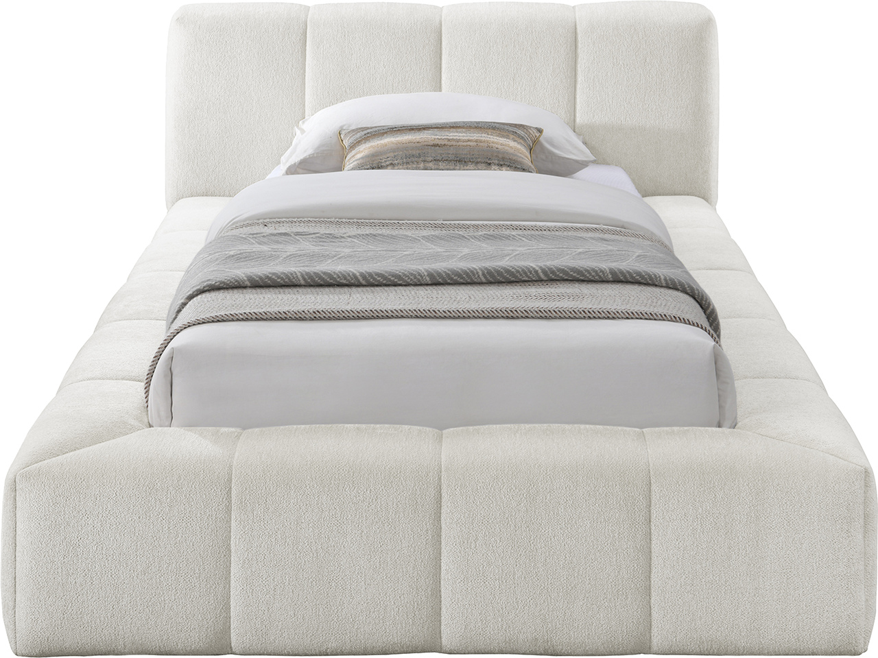 Carlin Chenille Fabric Twin Bed In Cream Chenille by Meridian ...