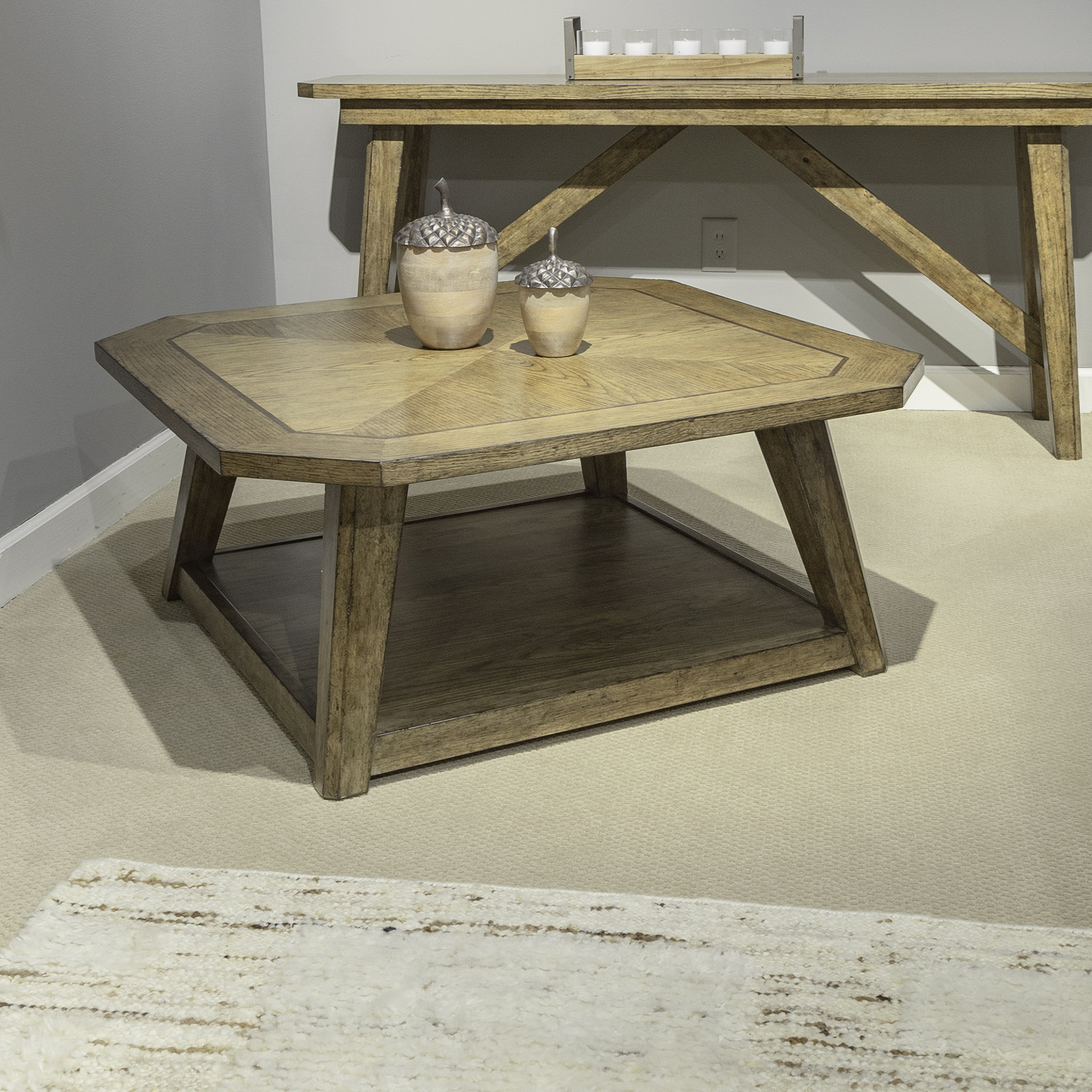 Carolina Park Octagonal Cocktail Table In Brown by Liberty | 1StopBedrooms