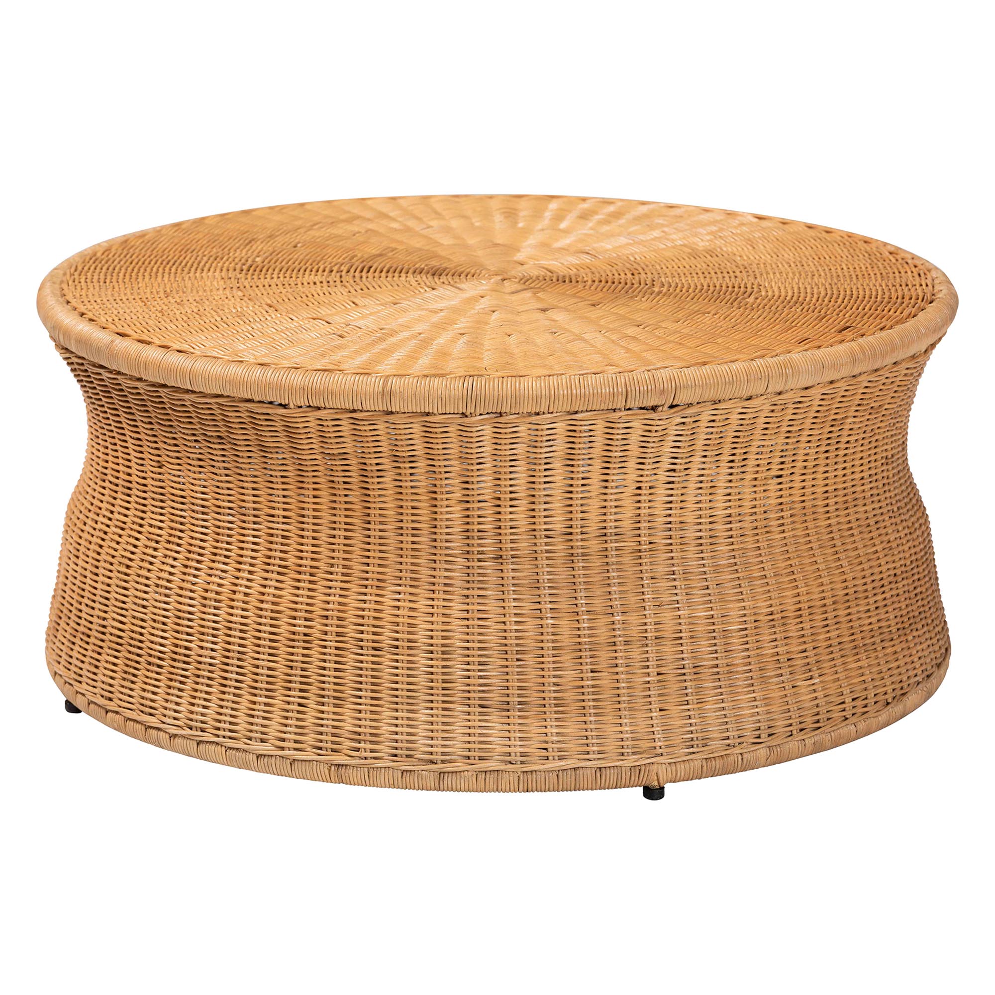 Caroline Round Natural Rattan Coffee Table In Light Honey by Baxton ...