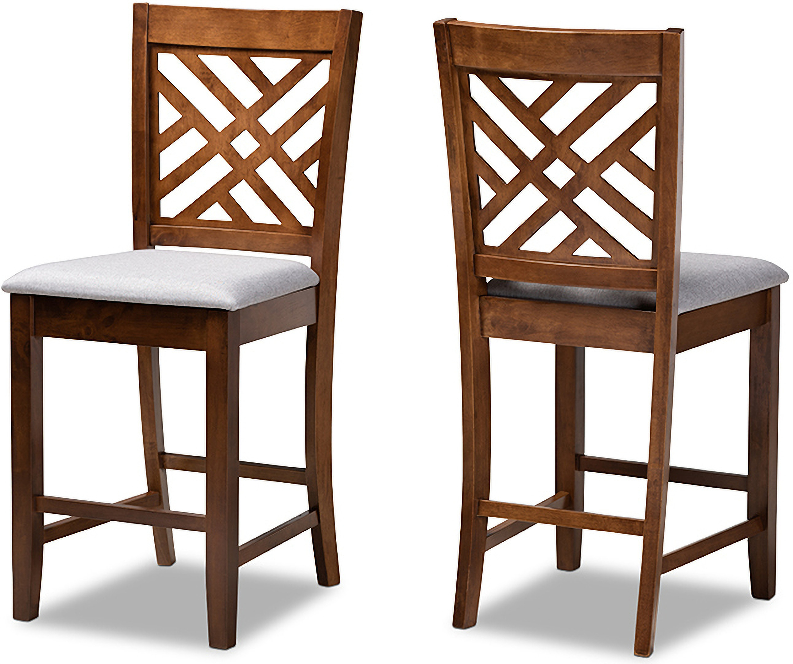Caron Modern And Contemporary Grey Fabric Upholstered Walnut Brown ...