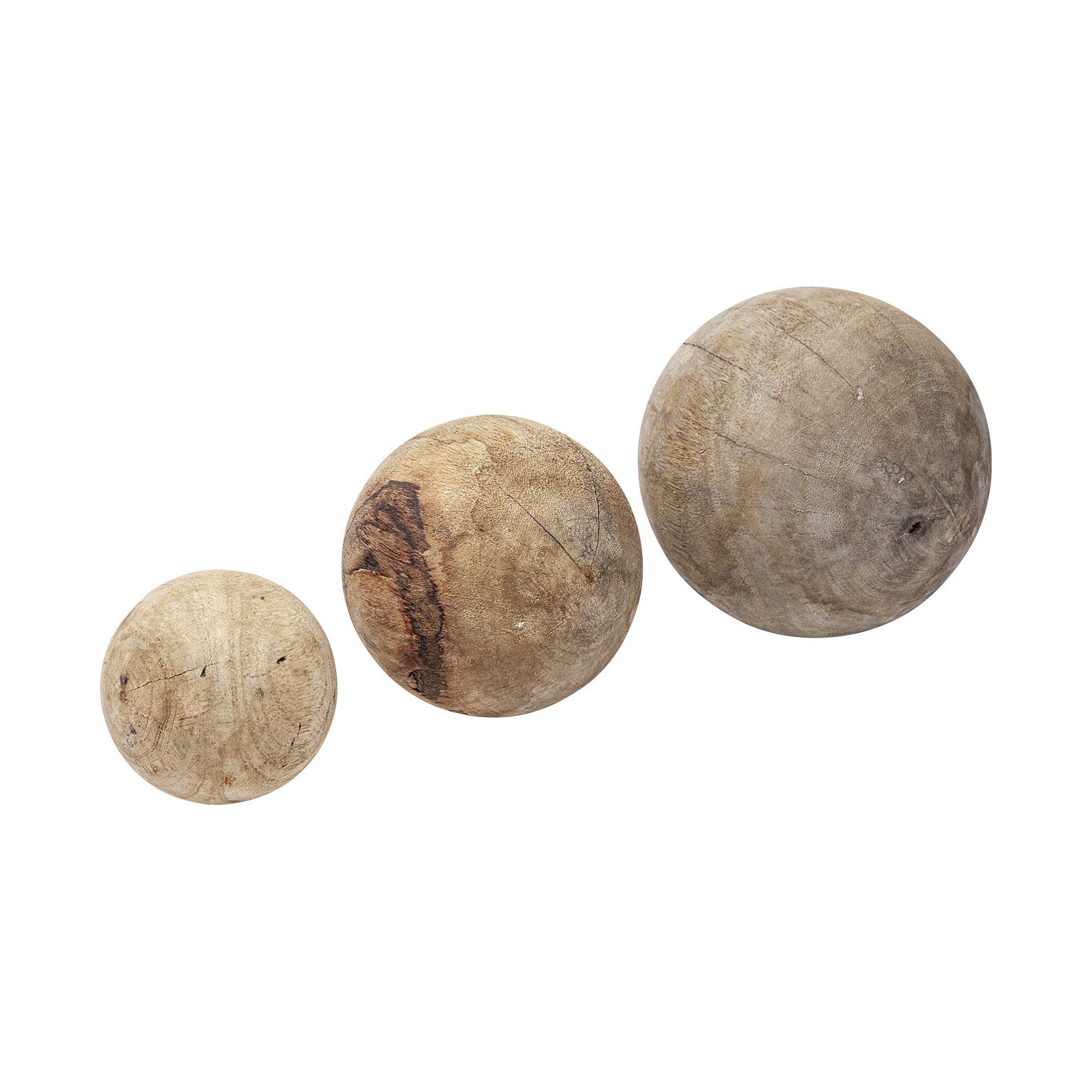 Carrick Wood Decorative Spheres Set of 3 In Natural Brown by Mercana ...