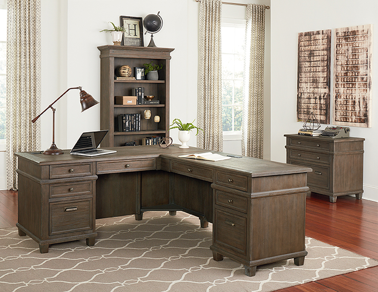 Carson 2 Piece Home Office Set In Brown by Martin Furniture | 1StopBedrooms