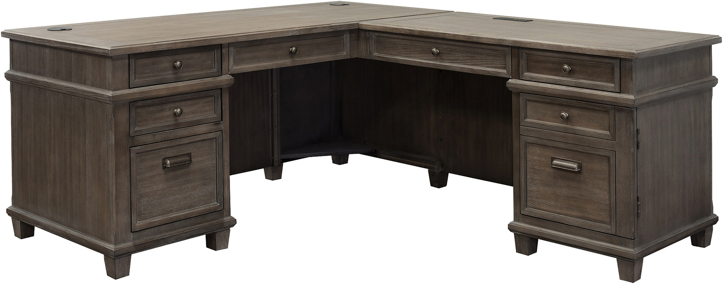 Carson Wood Return L-Desk In Weathered Gray by Martin Furniture ...